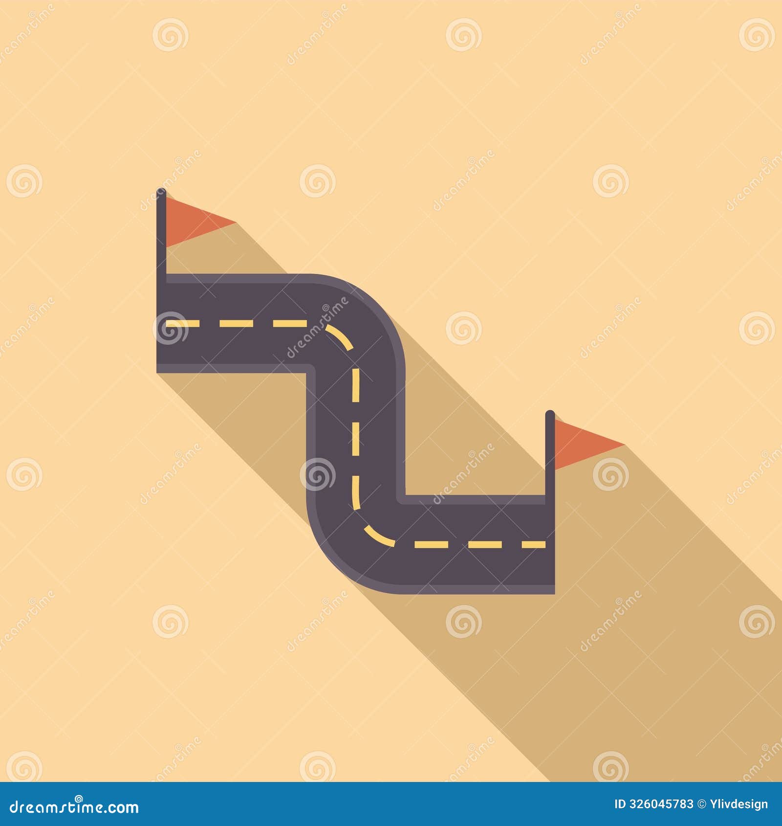 Winding Road is Leading To Success with Red Flags Marking the Way Stock ...