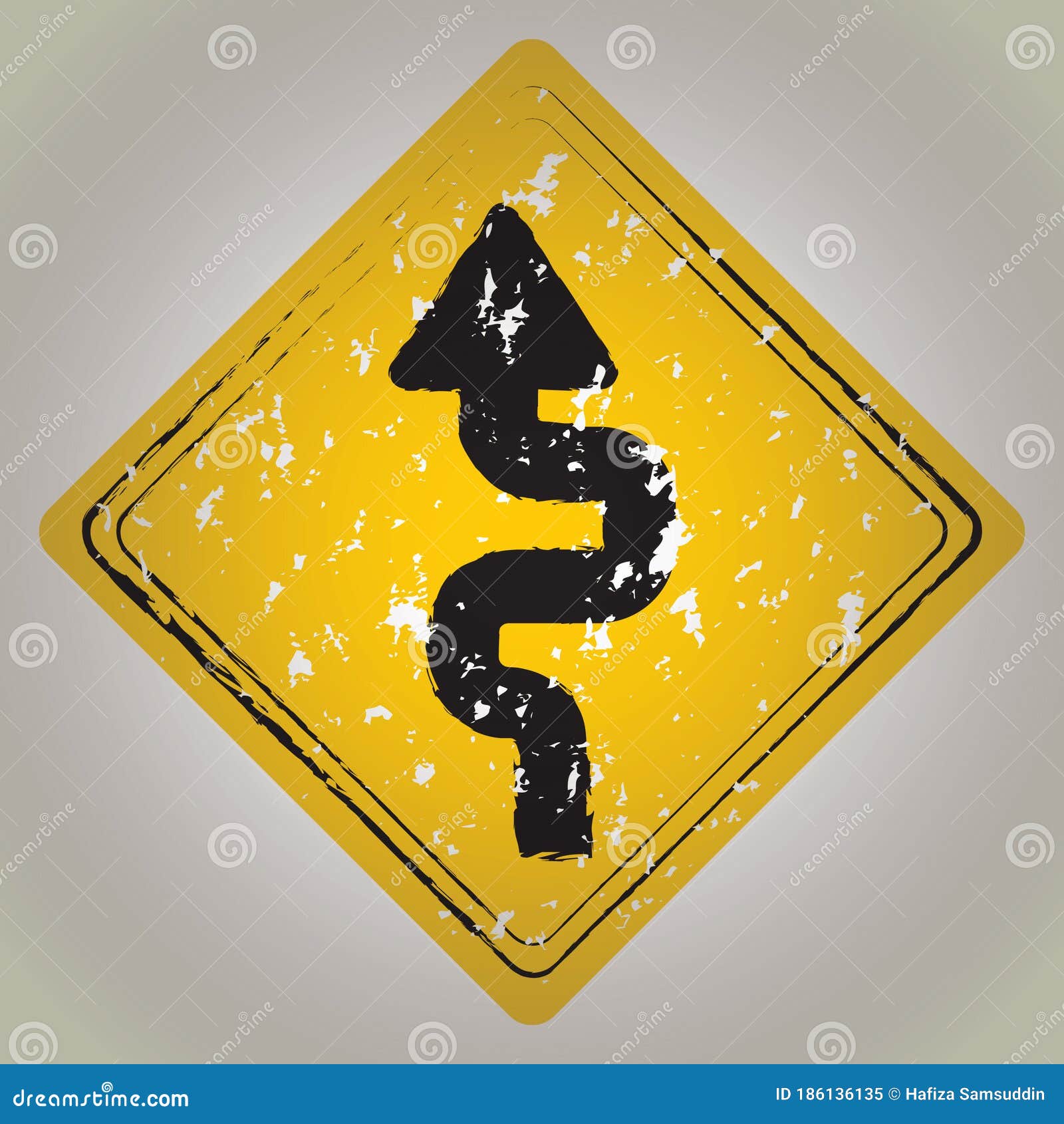 Winding Road Left Road Sign. Vector Illustration Decorative Design ...