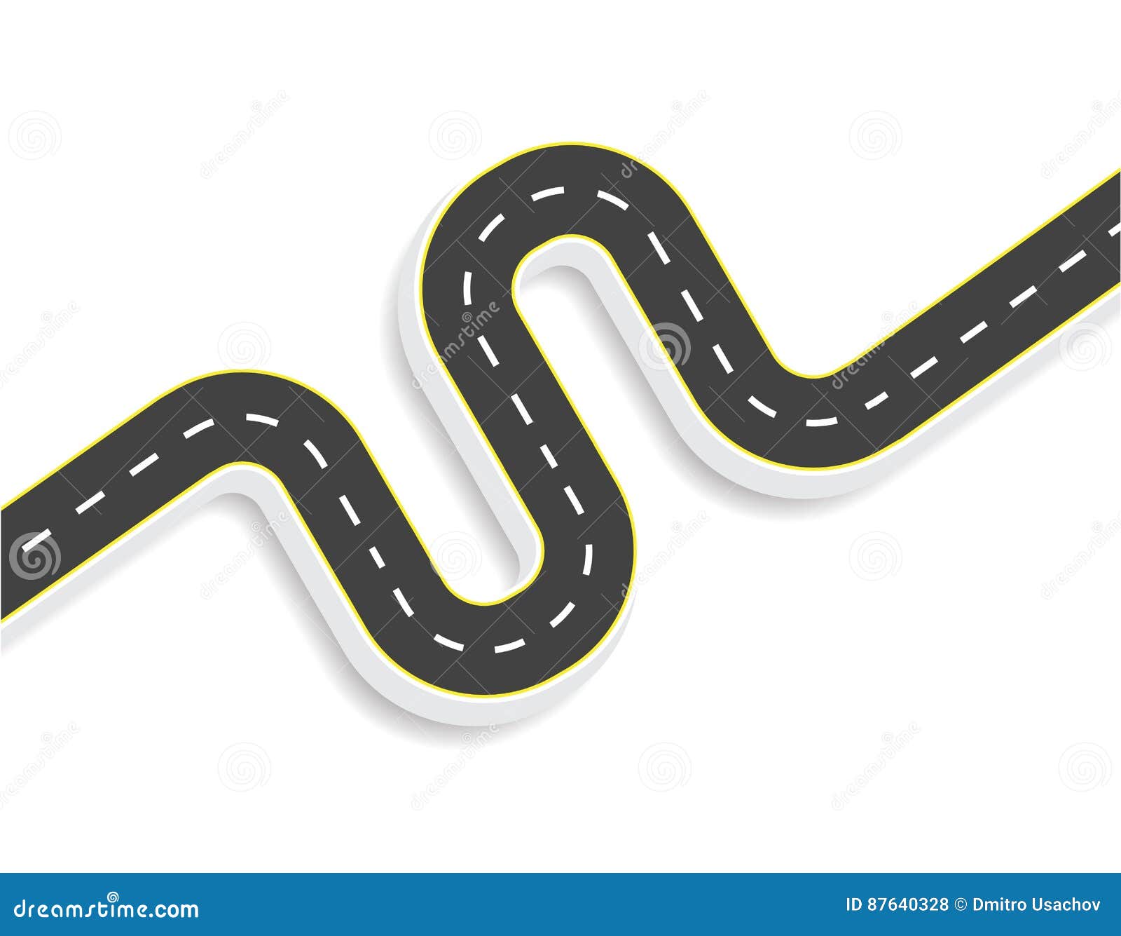 Winding Road with Markings. View from Above. with Shadow. Illustration ...