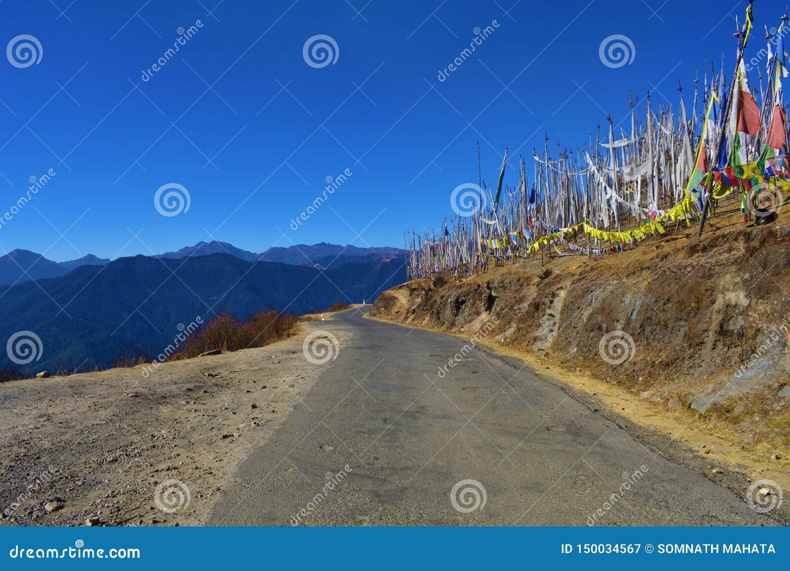 Winding Road in the Mountain at Chelela Pass, Bhutan Stock Image ...