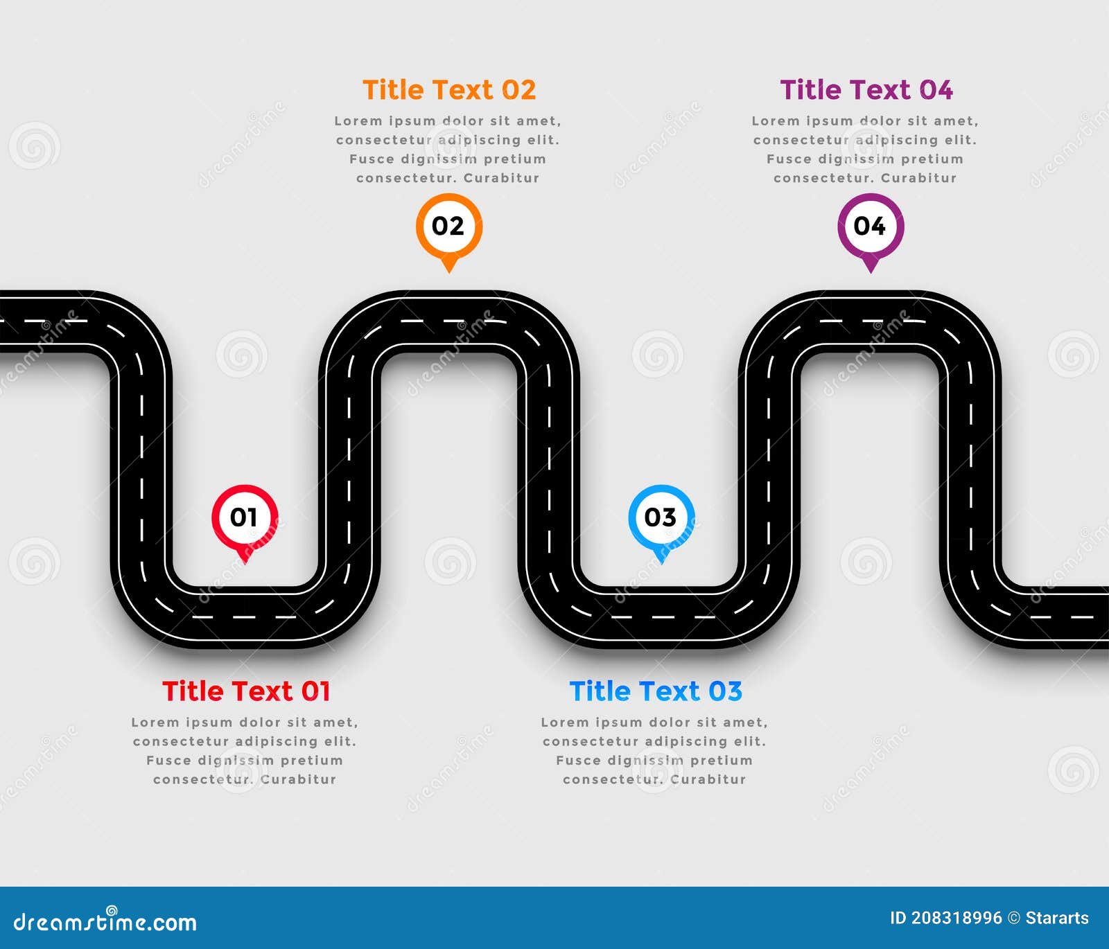 Pathway Infographic Template With Winding Road Cartoon Vector ...