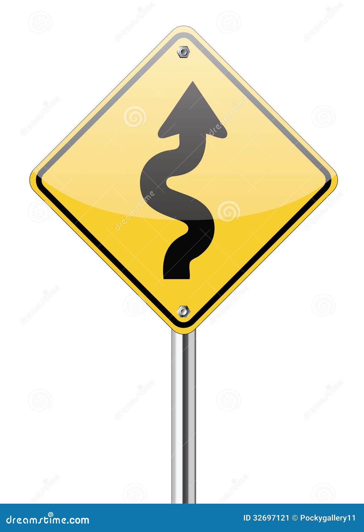 Winding road sign stock vector. Illustration of information - 32697121