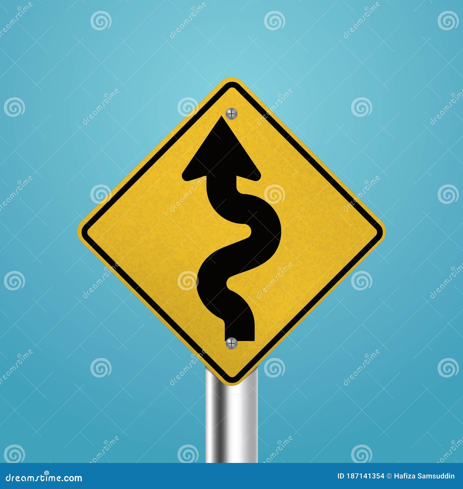 Winding Road Signboard. Vector Illustration Decorative Design Stock ...