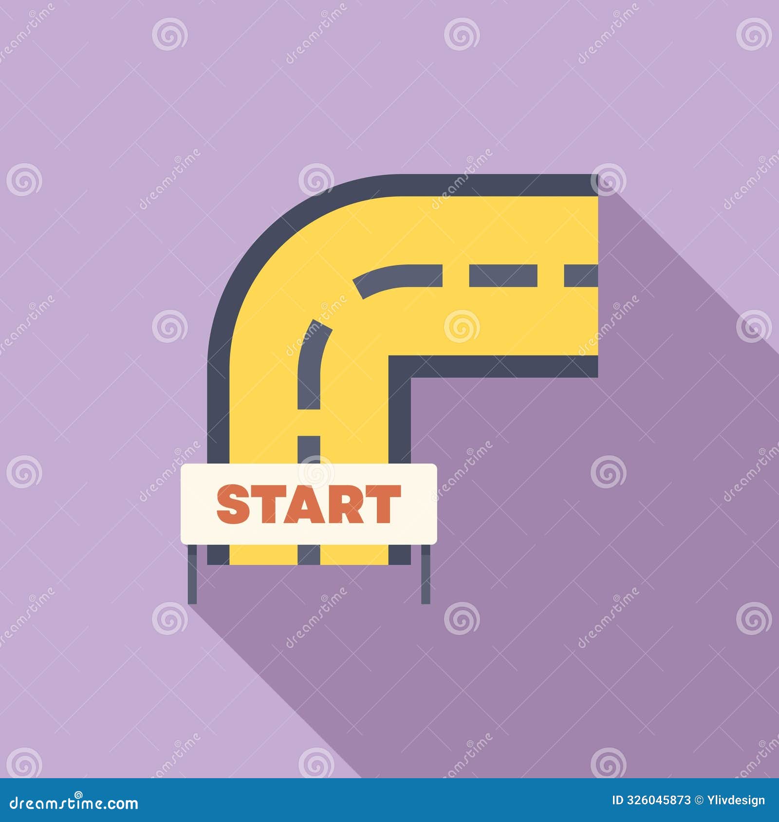 Winding Road Starting Line with Banner Saying Start Stock Vector ...