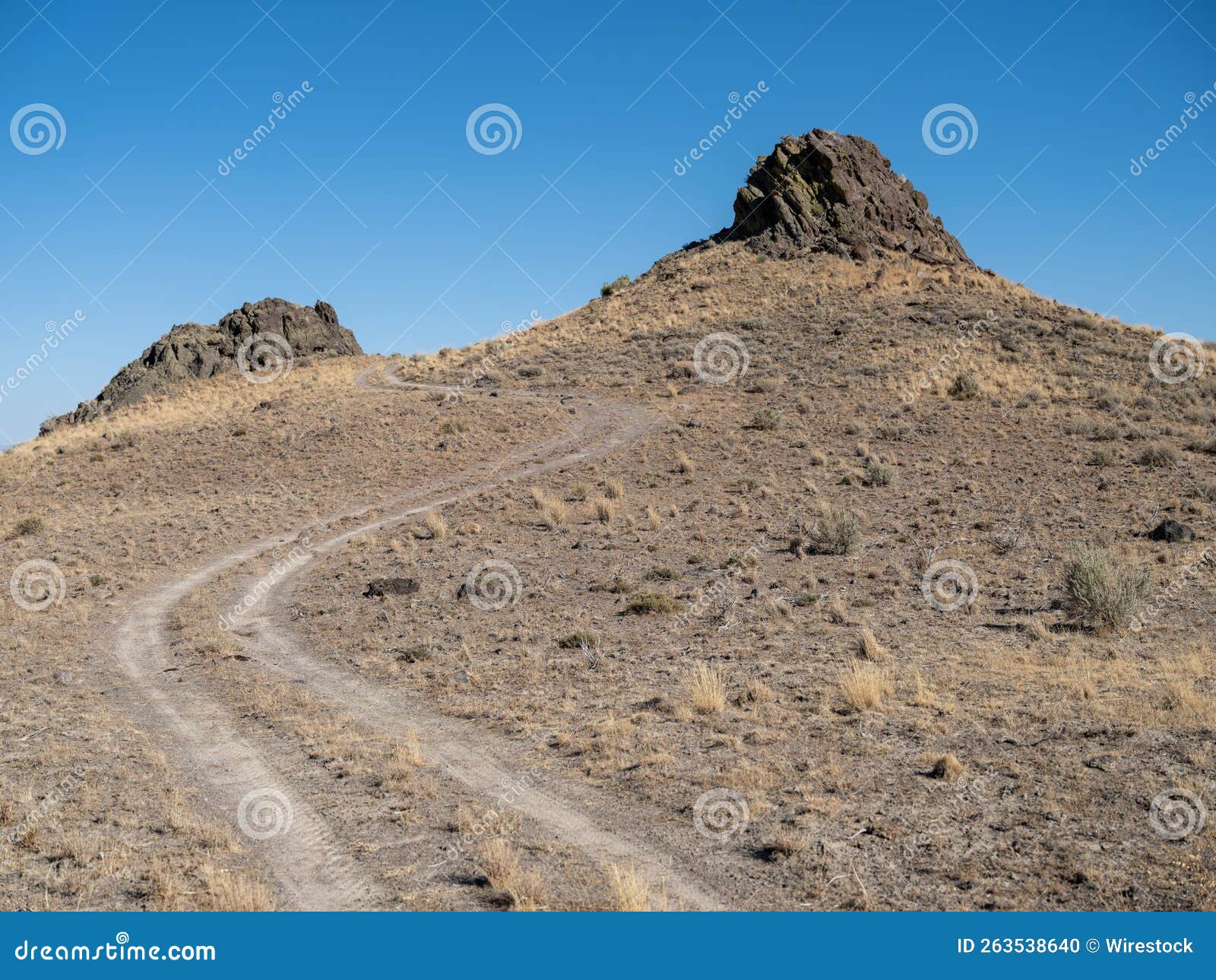 Winding Road Up a Steep Hill in the Nevada Desert. Stock Photo - Image ...
