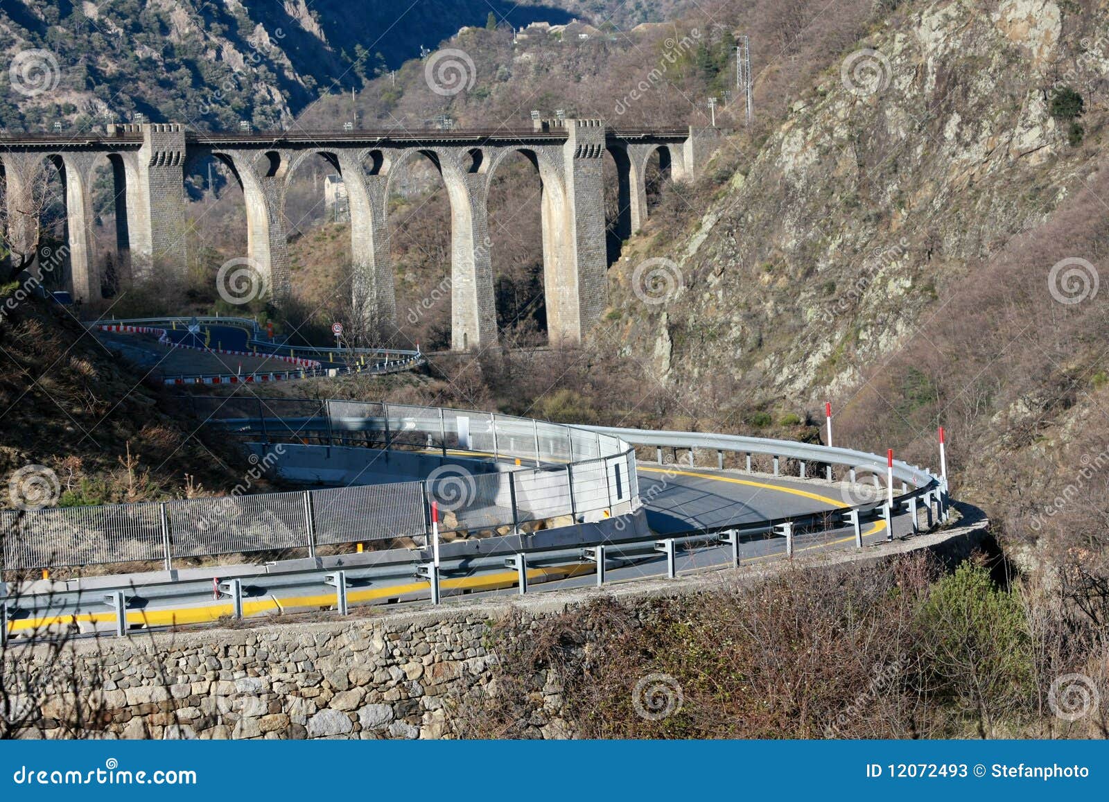 Winding road and viaduct stock image. Image of road, nature - 12072493