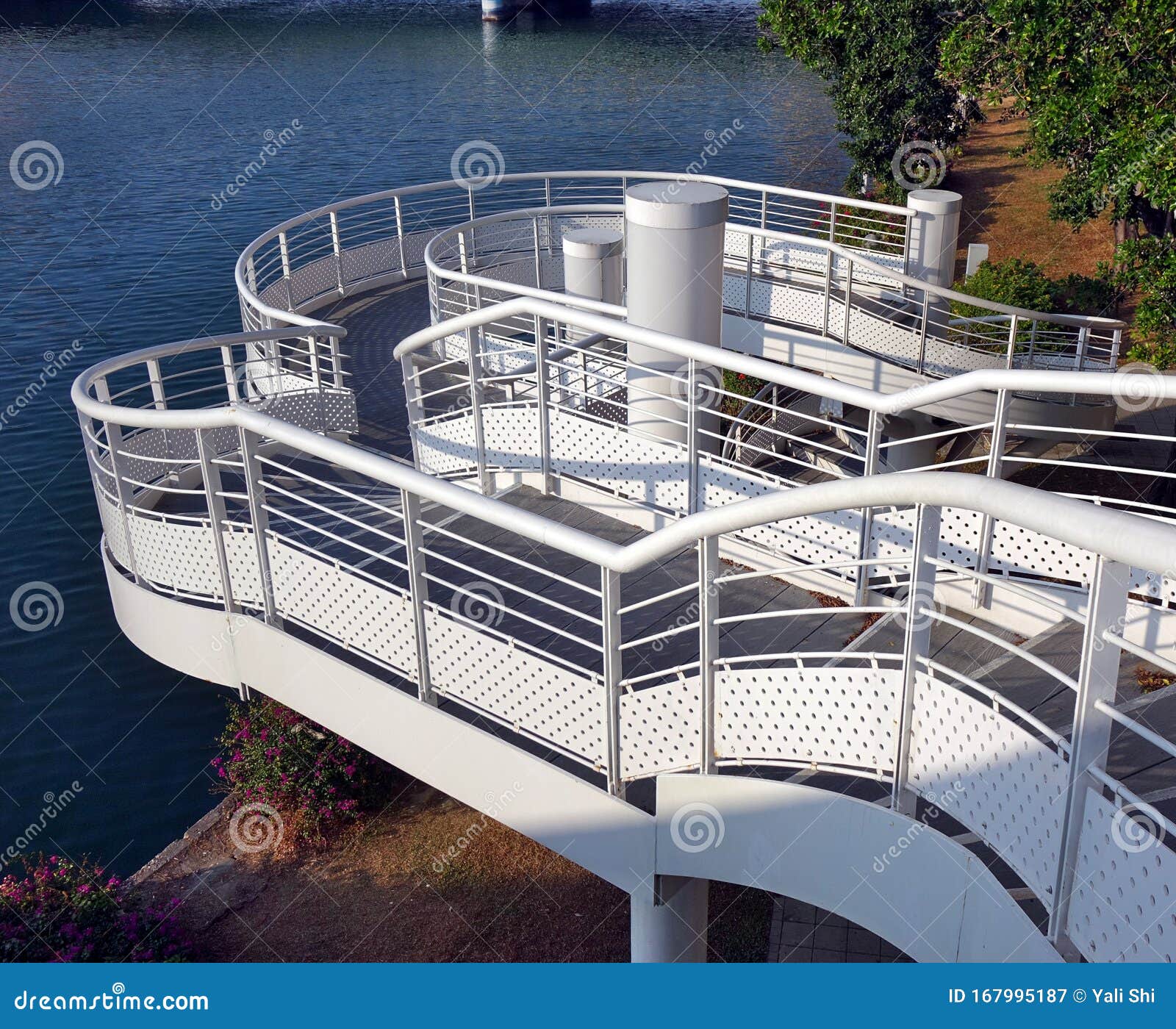 Winding Staircae by the River Stock Image - Image of modern, railing ...