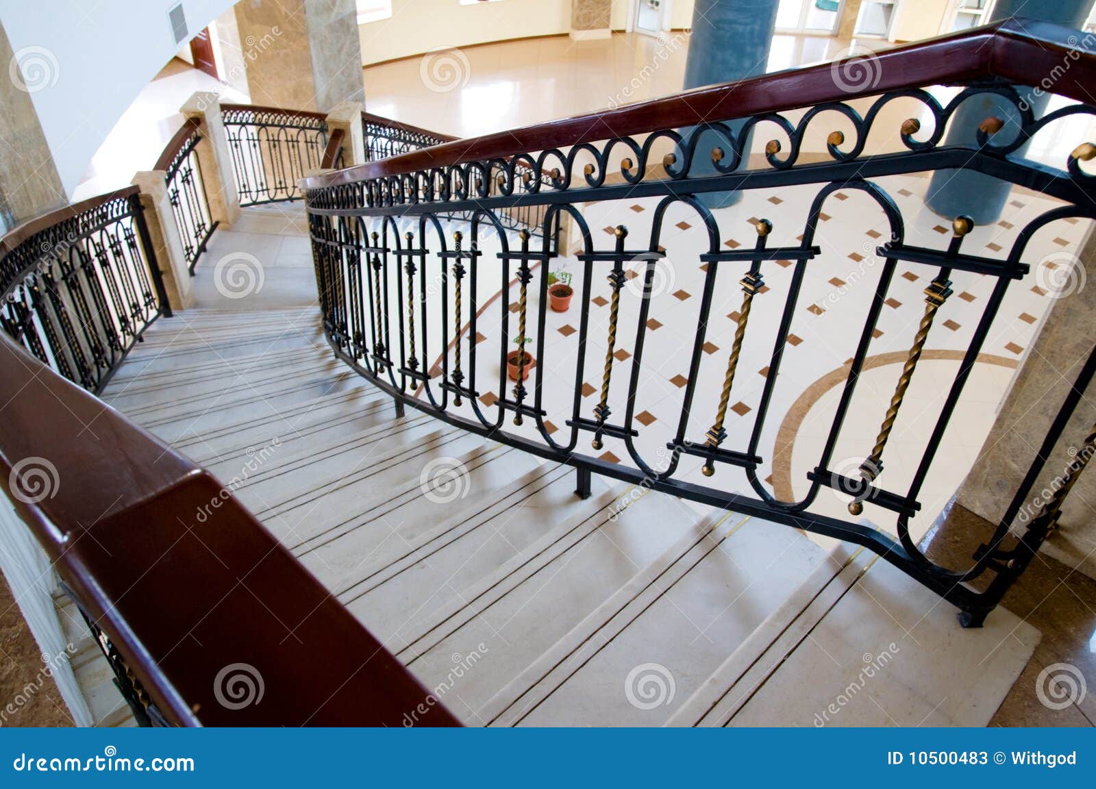 Winding Staircase with Forged Rail Stock Image - Image of stone, stairs ...