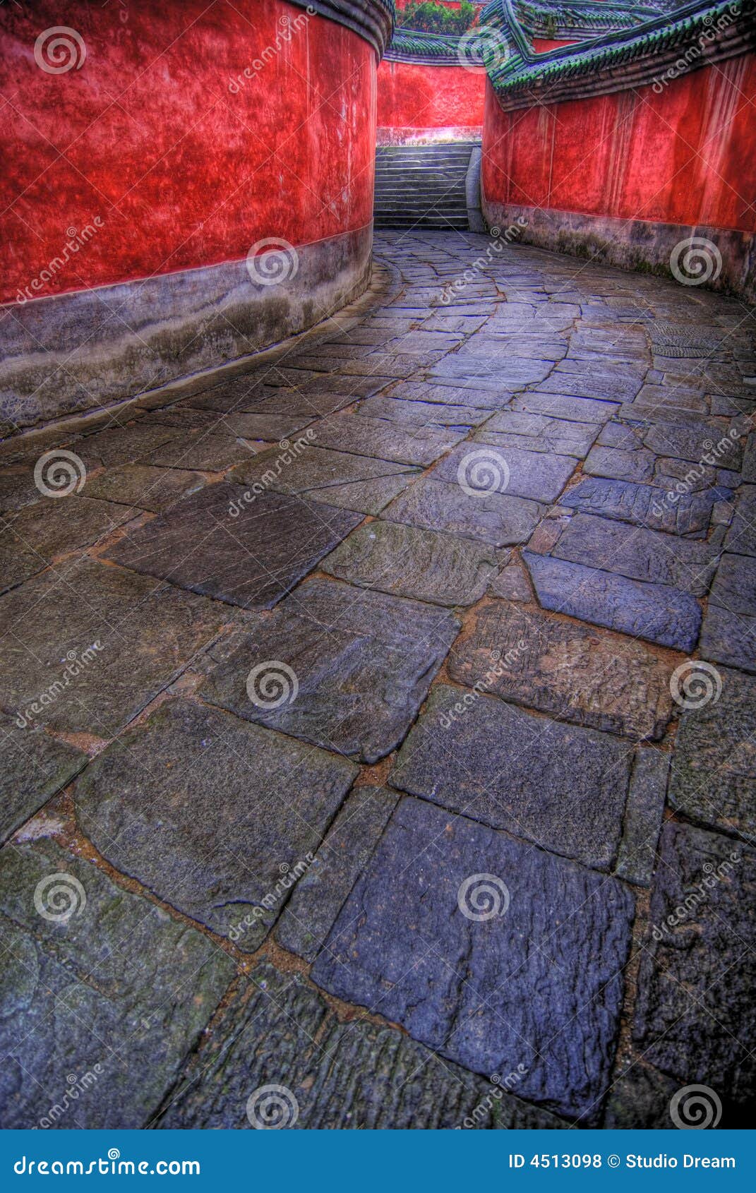 Stone Path In The Park Between Palm Trees Of Coconut Tree. Royalty-Free ...