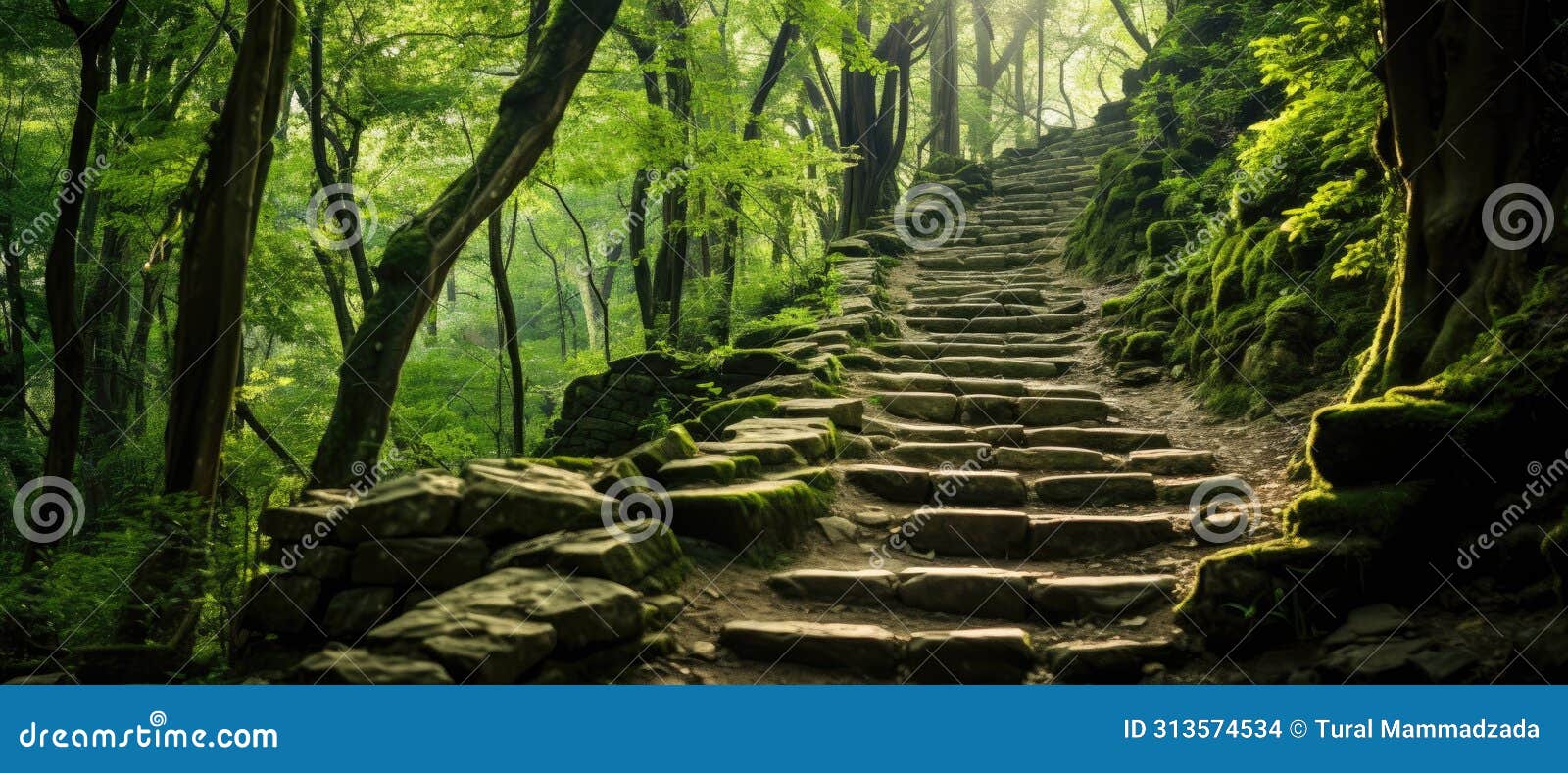 A Winding Stone Path through the Lush Forest Landscape Stock Photo ...