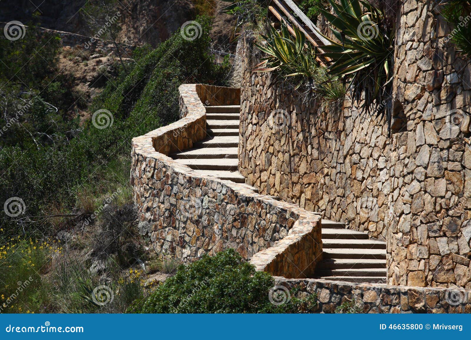 Winding Stone Staircase in the Mountains Stock Photo - Image of passage ...