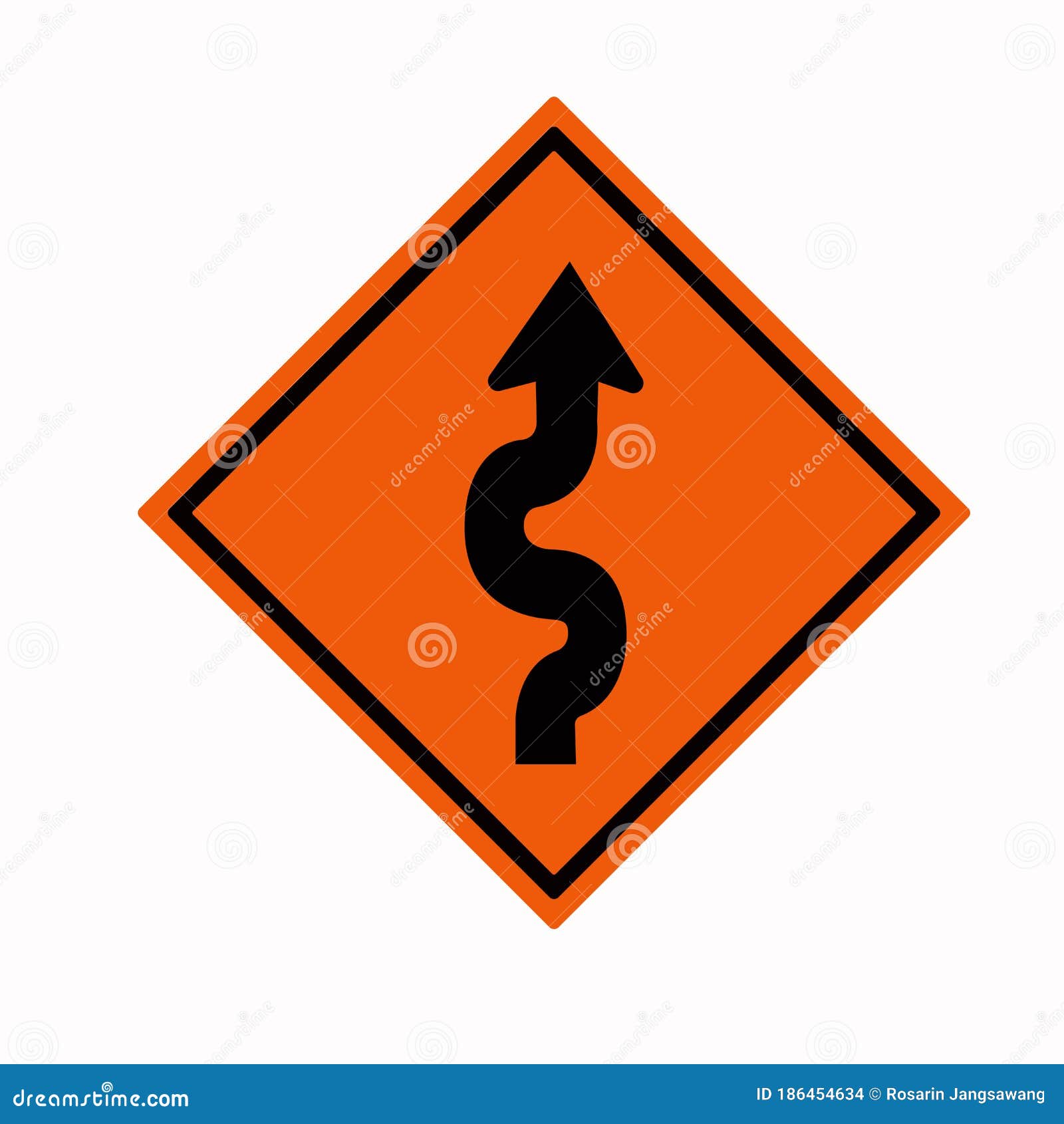 Winding Traffic Road Sign, Vector Illustration, Isolate on White ...