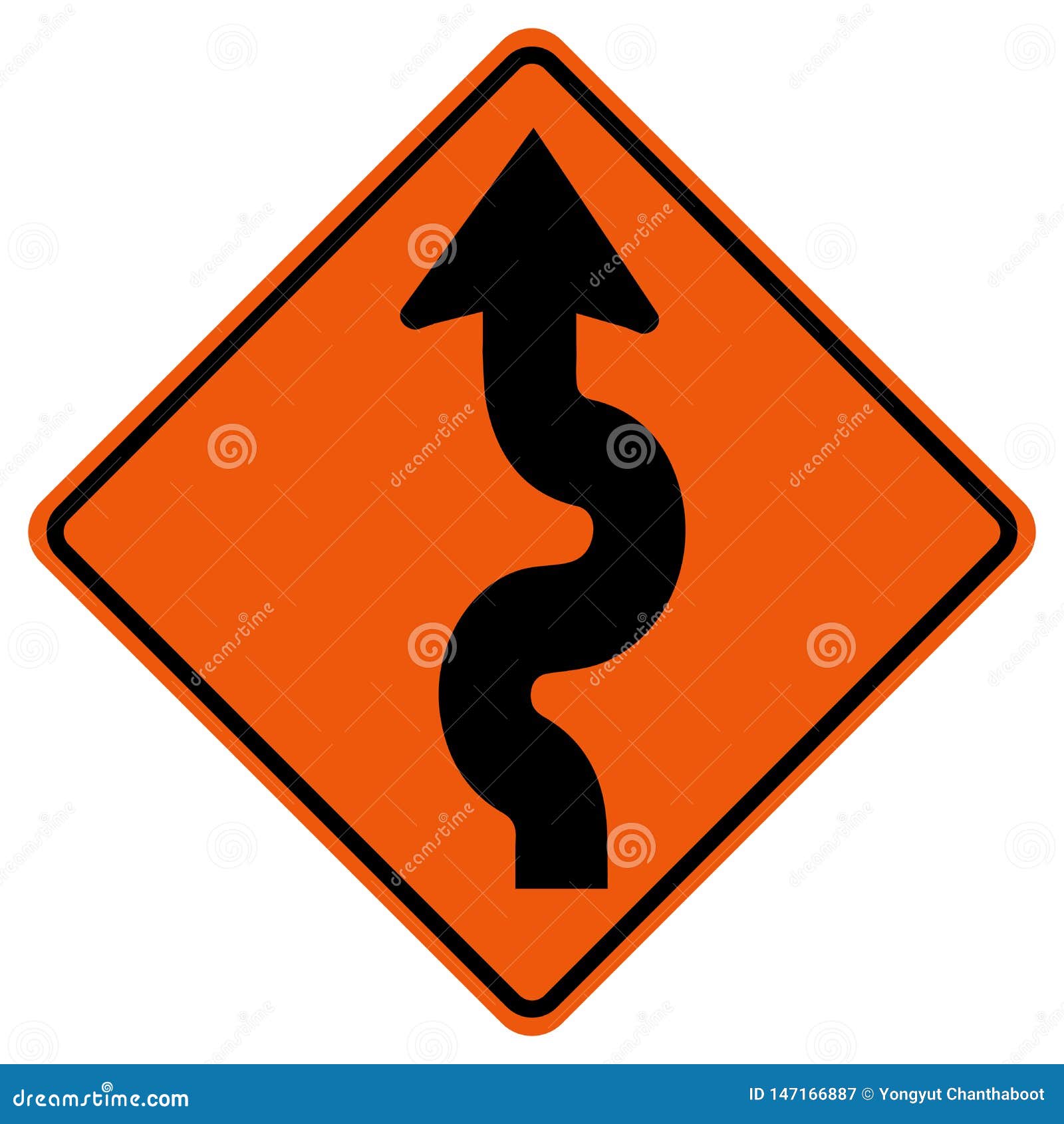 Winding Traffic Road Sign,Vector Illustration, Isolate on White ...