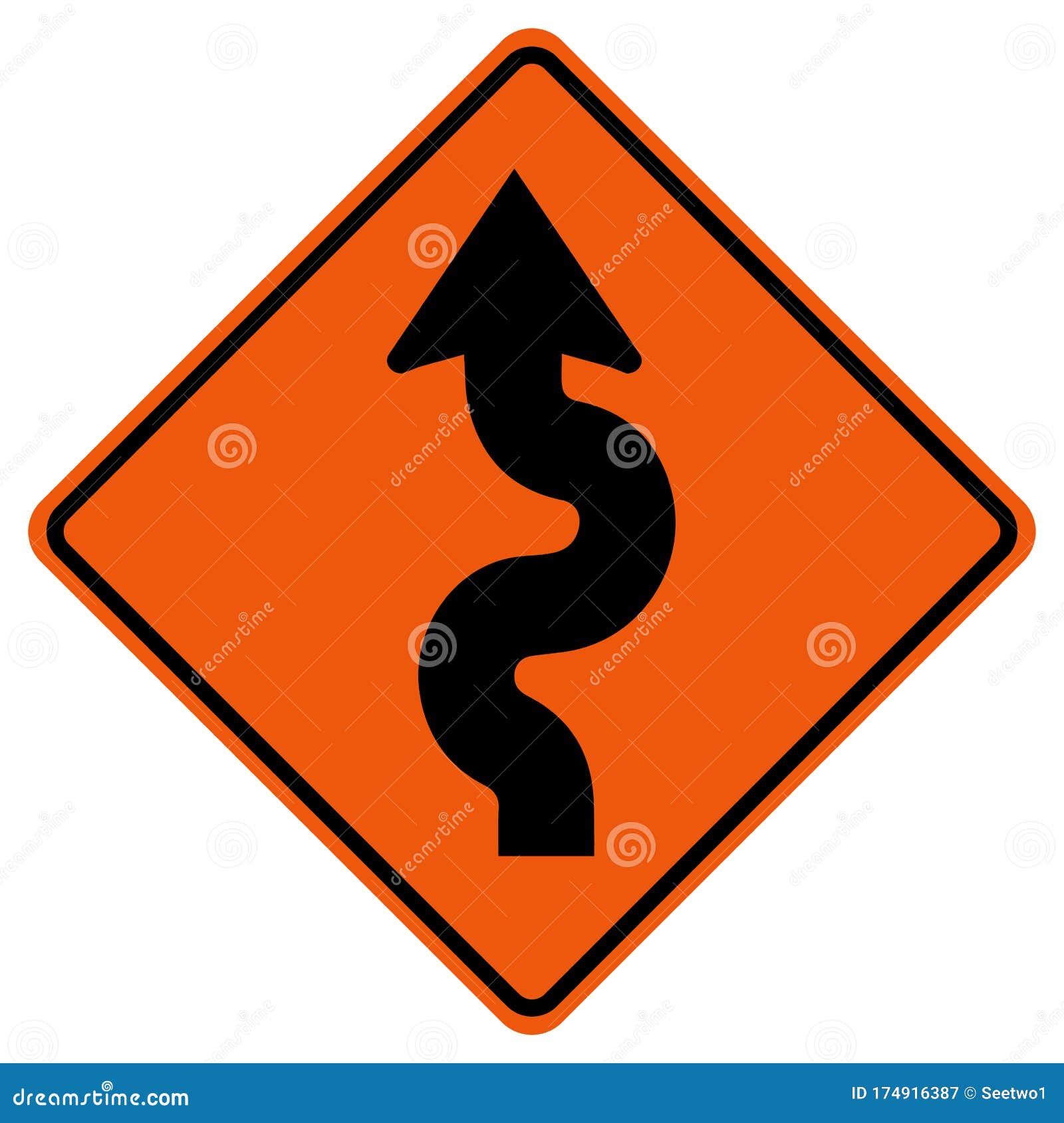 Winding Traffic Road Symbol Sign Isolate on White Background,Vector ...