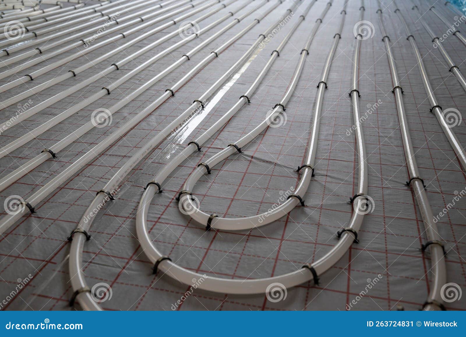 Winding Tubes of the Hydronic Radiant Heating System on the Floor Stock ...