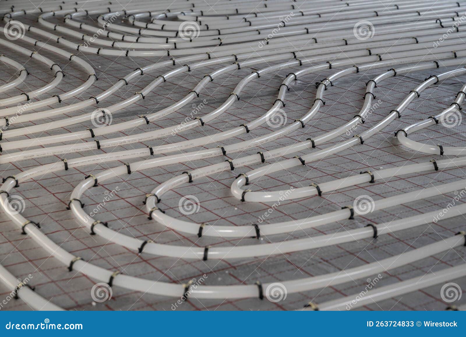 Winding Tubes of the Hydronic Radiant Heating System on the Floor Stock ...