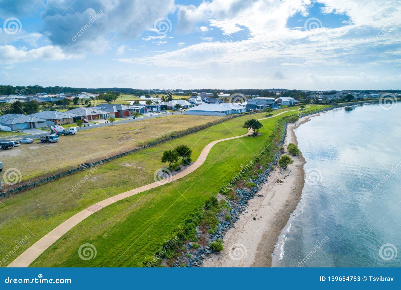 Winding Walking Trail in the Park Near River. Stock Image - Image of ...