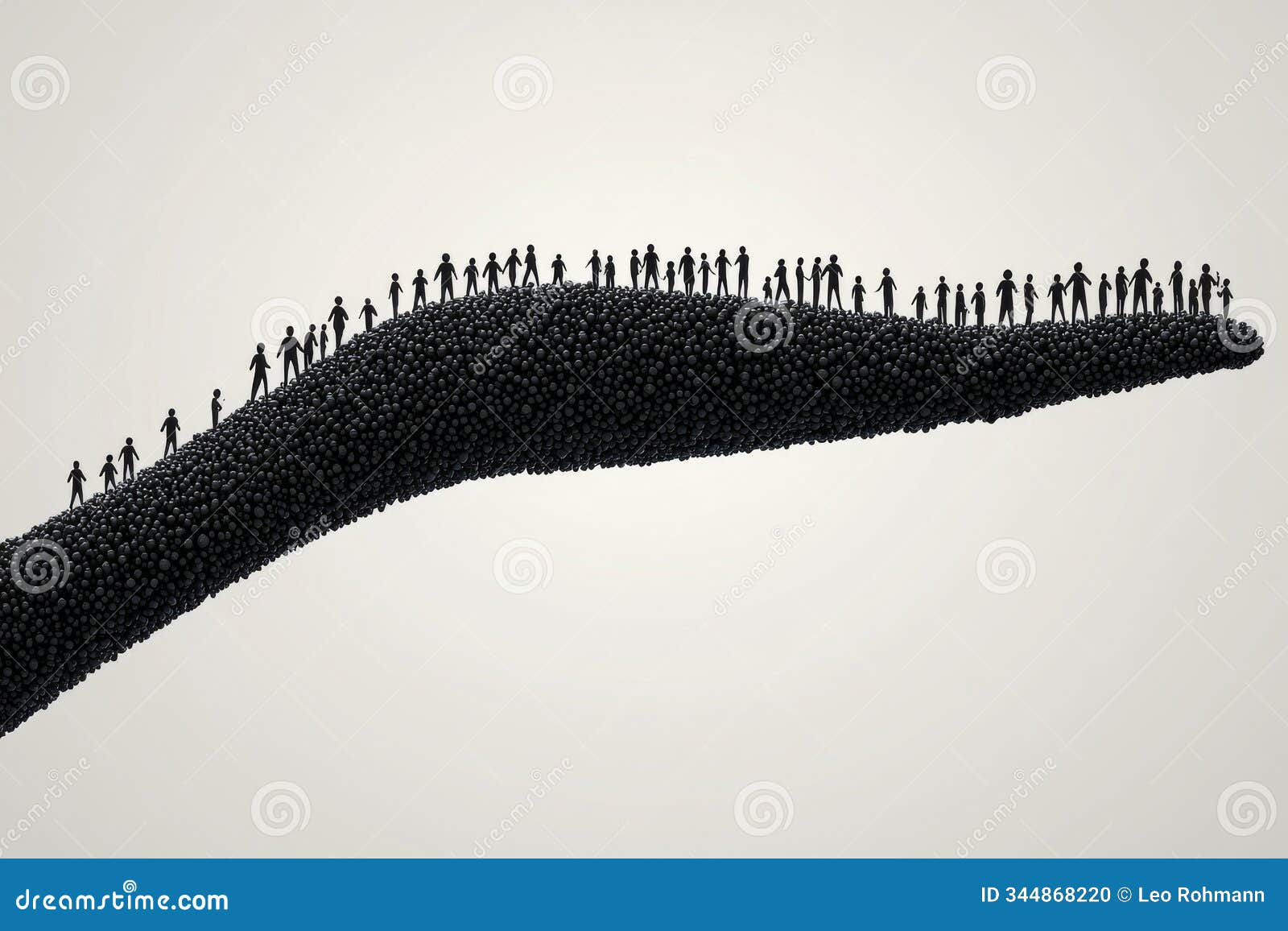 Winding Wave of Human Figures in Silhouette Walking in Single File ...