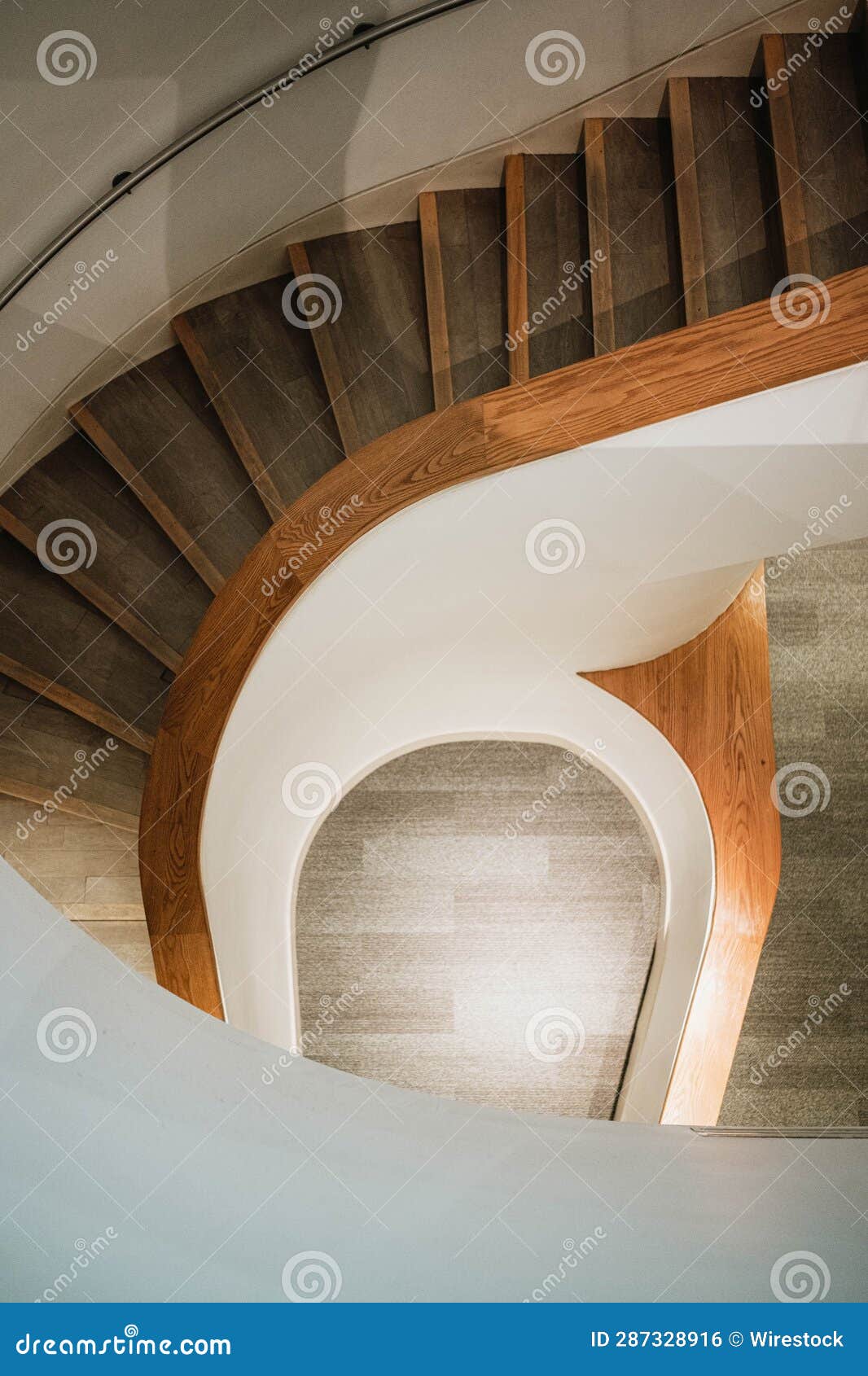 Winding Wooden Staircase Inside a Building Stock Illustration ...