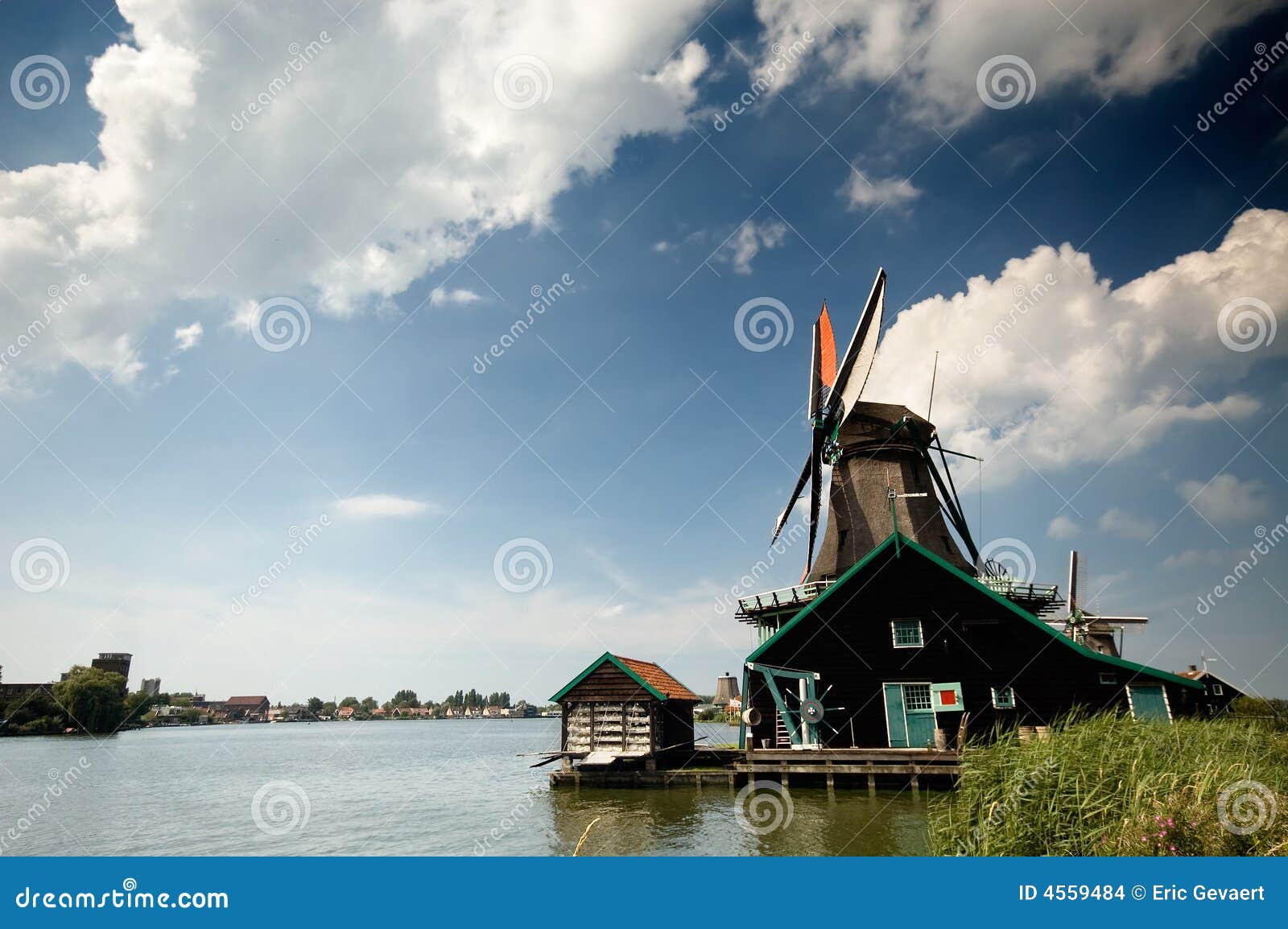 Windmil llandscape stock photo. Image of history, dutch - 4559484