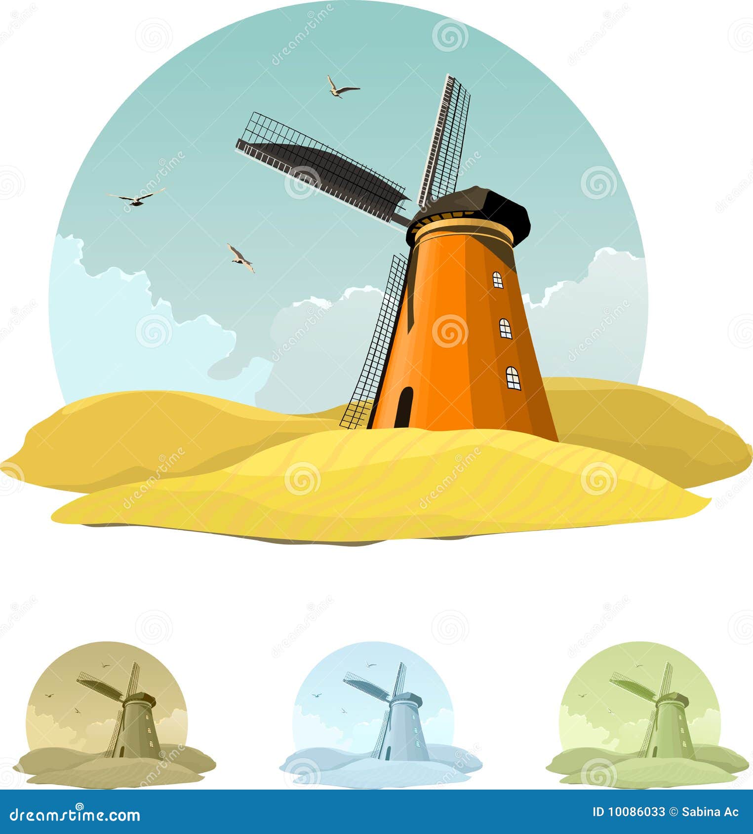 Windmill stock vector. Illustration of field, windmill - 10086033