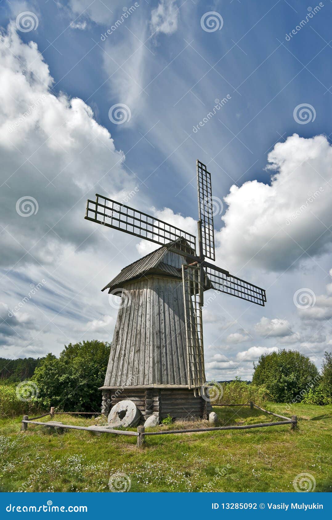 Windmill stock photo. Image of millstone, trees, russia - 13285092