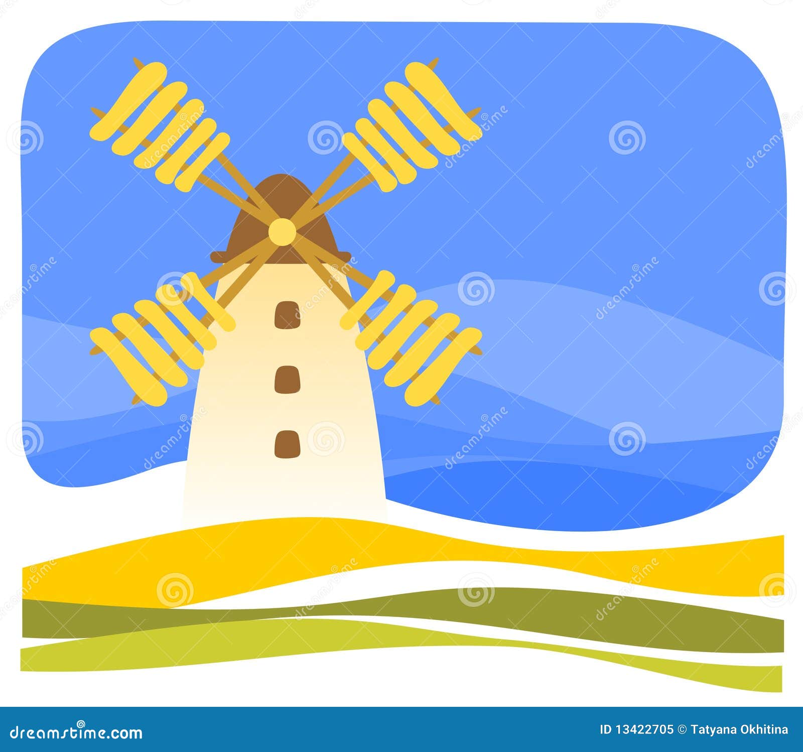 Windmill stock vector. Illustration of windmill, rural - 13422705