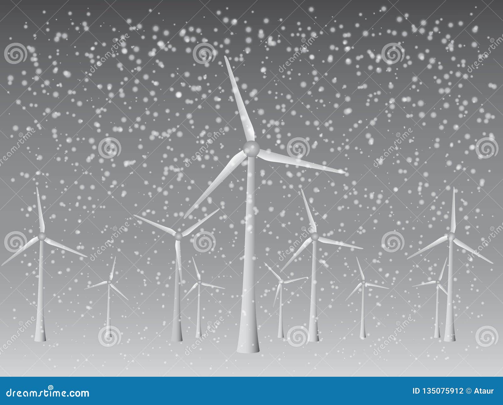 Many Cool Modern Windmills Vector To Generate Electricity from Wind in ...