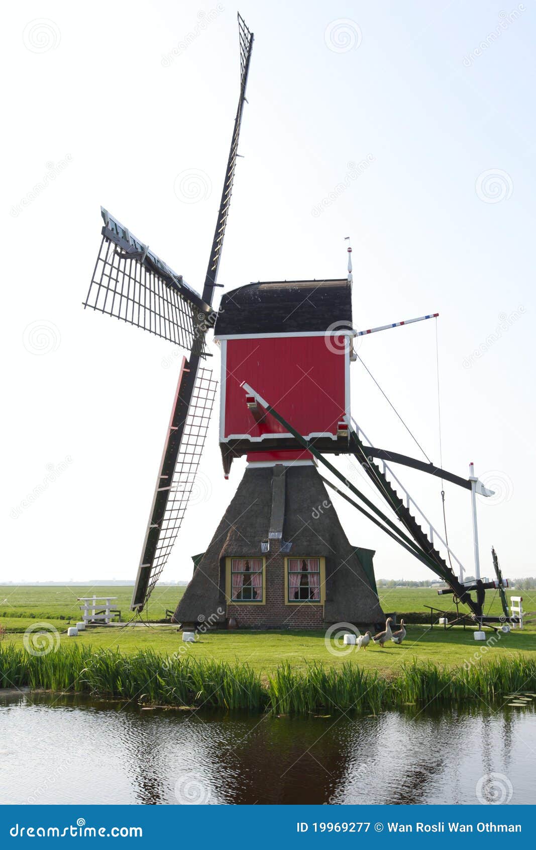 Windmill stock image. Image of pond, stream, scenic, landmark - 19969277