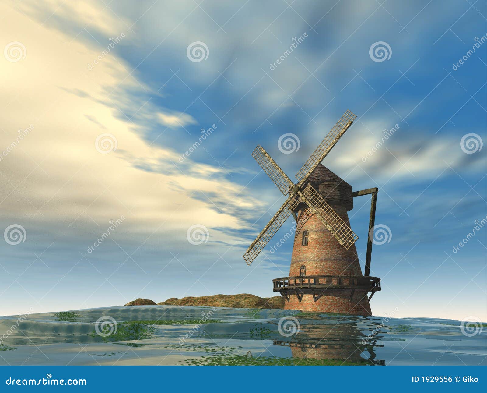 Windmill 3d stock illustration. Illustration of blade - 1929556