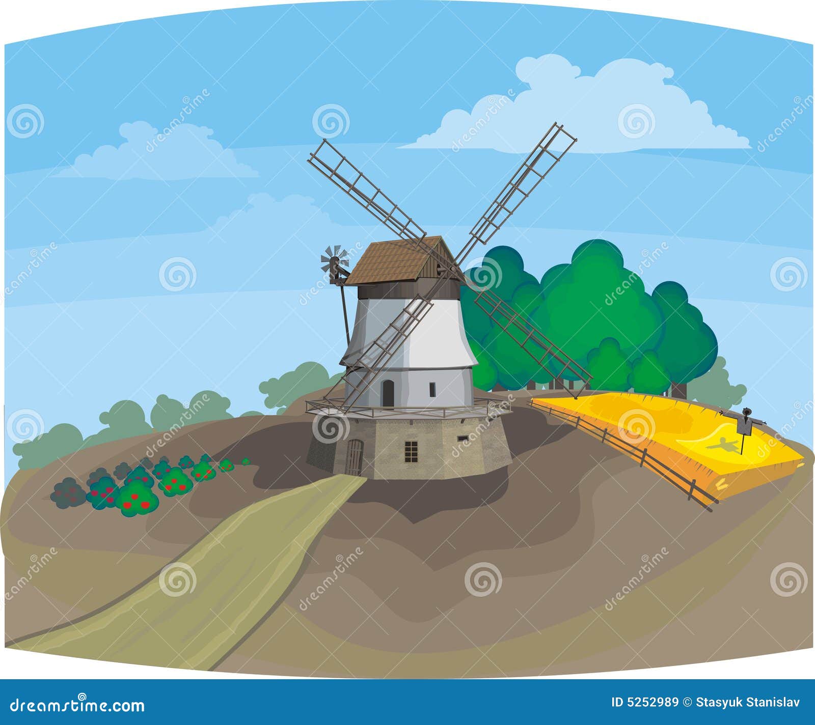 Windmill stock vector. Illustration of mill, windmill - 5252989