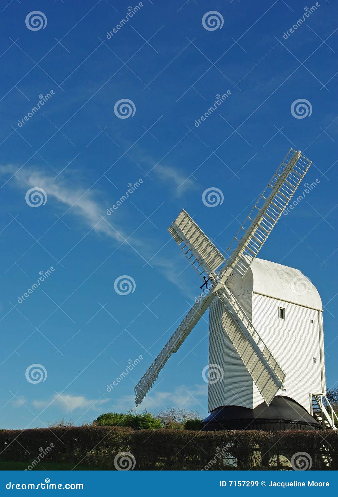 Windmill stock image. Image of hedge, blue, windmill, countryside - 7157299