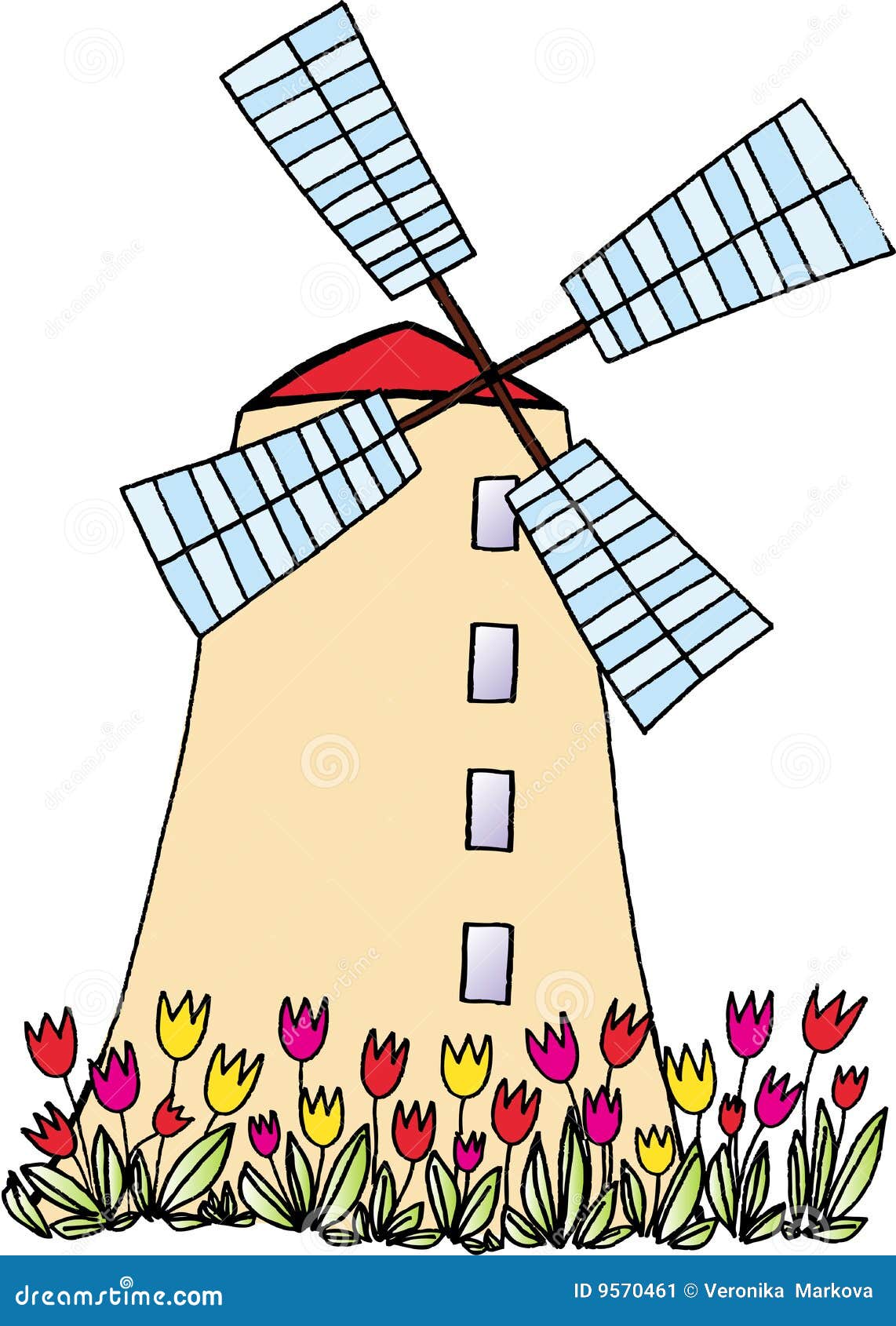 Windmill Cartoon Vector | CartoonDealer.com #9570461