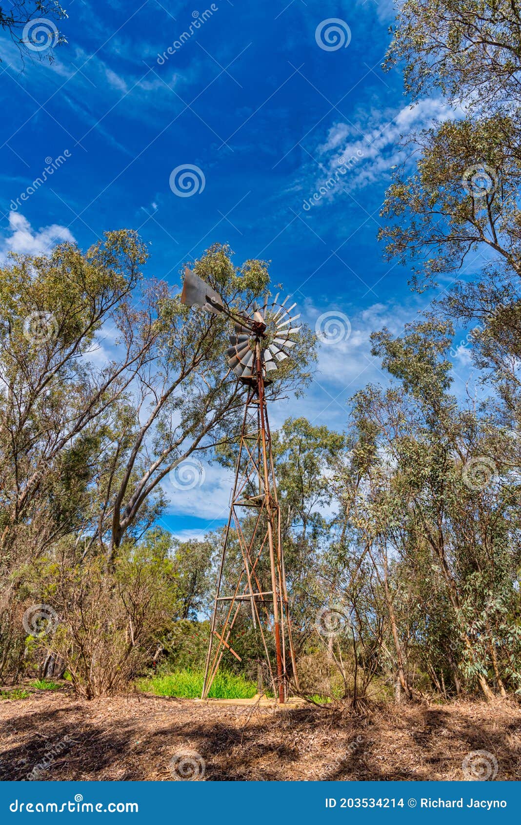 Windmill at the Alcoa Wellard Wetlands in Perth Stock Photo - Image of ...
