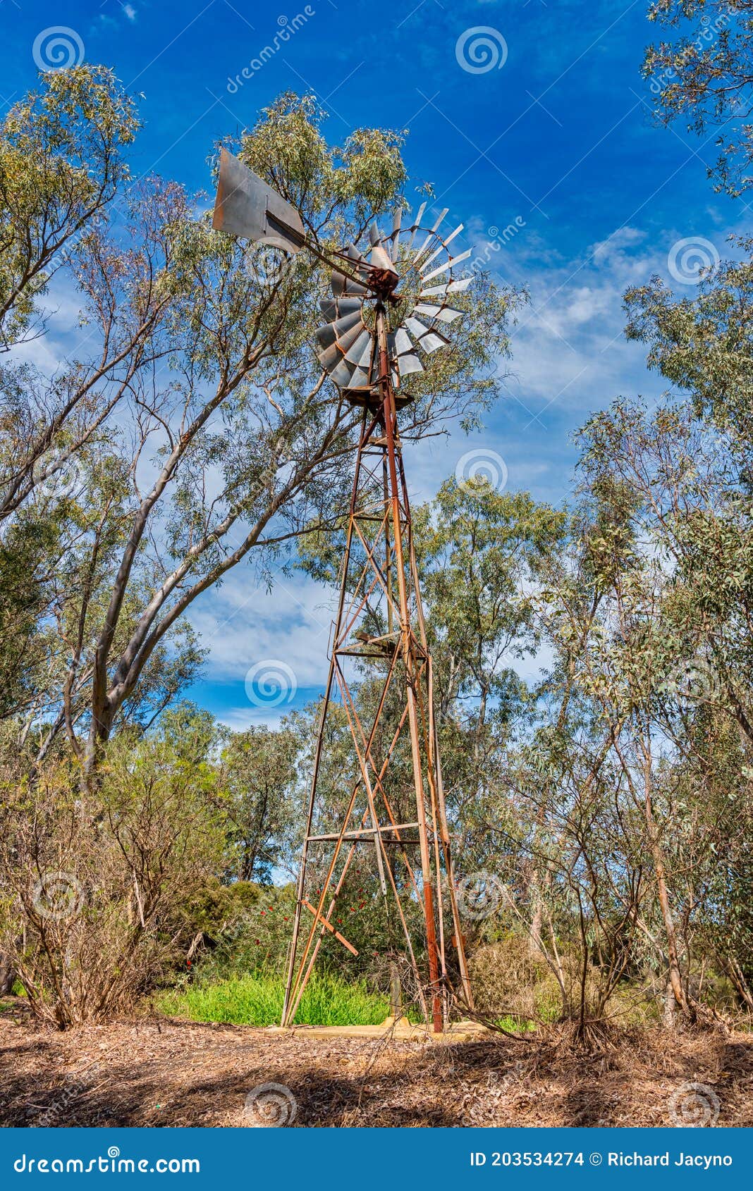 Windmill at the Alcoa Wellard Wetlands in Perth Stock Photo - Image of ...