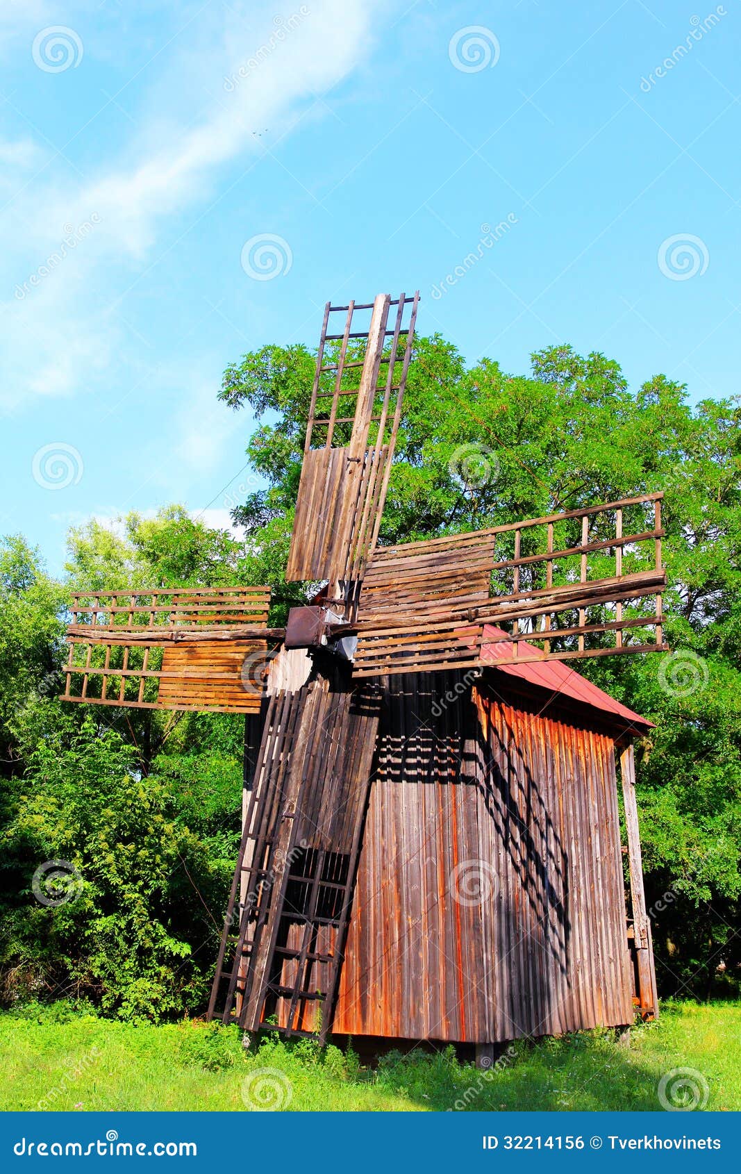 Windmill stock photo. Image of green, village, summer - 32214156