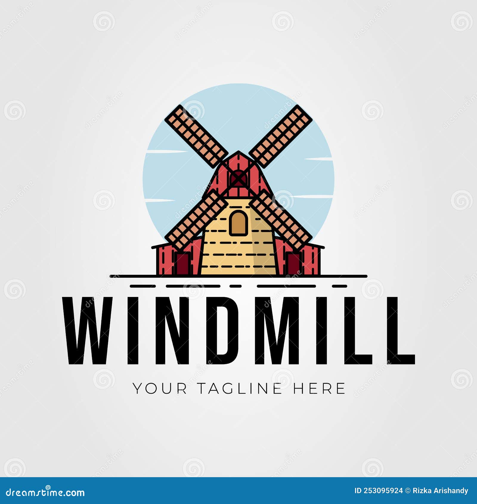 Windmill Architecture or Holland Landmark Logo Vector Illustration ...