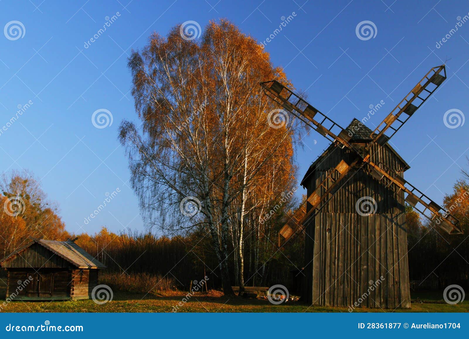 Windmill in Autumn stock image. Image of rural, autumn - 28361877