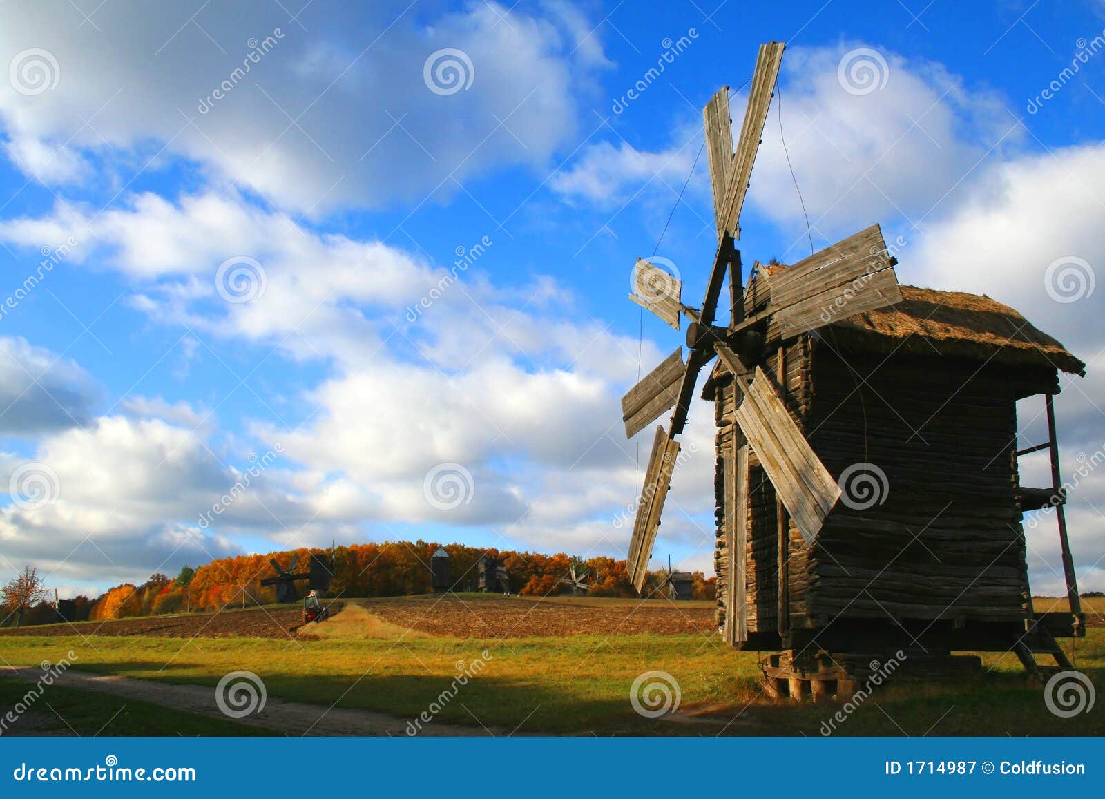 Windmill - Autumn Landscape Stock Image - Image of windmill, green: 1714987