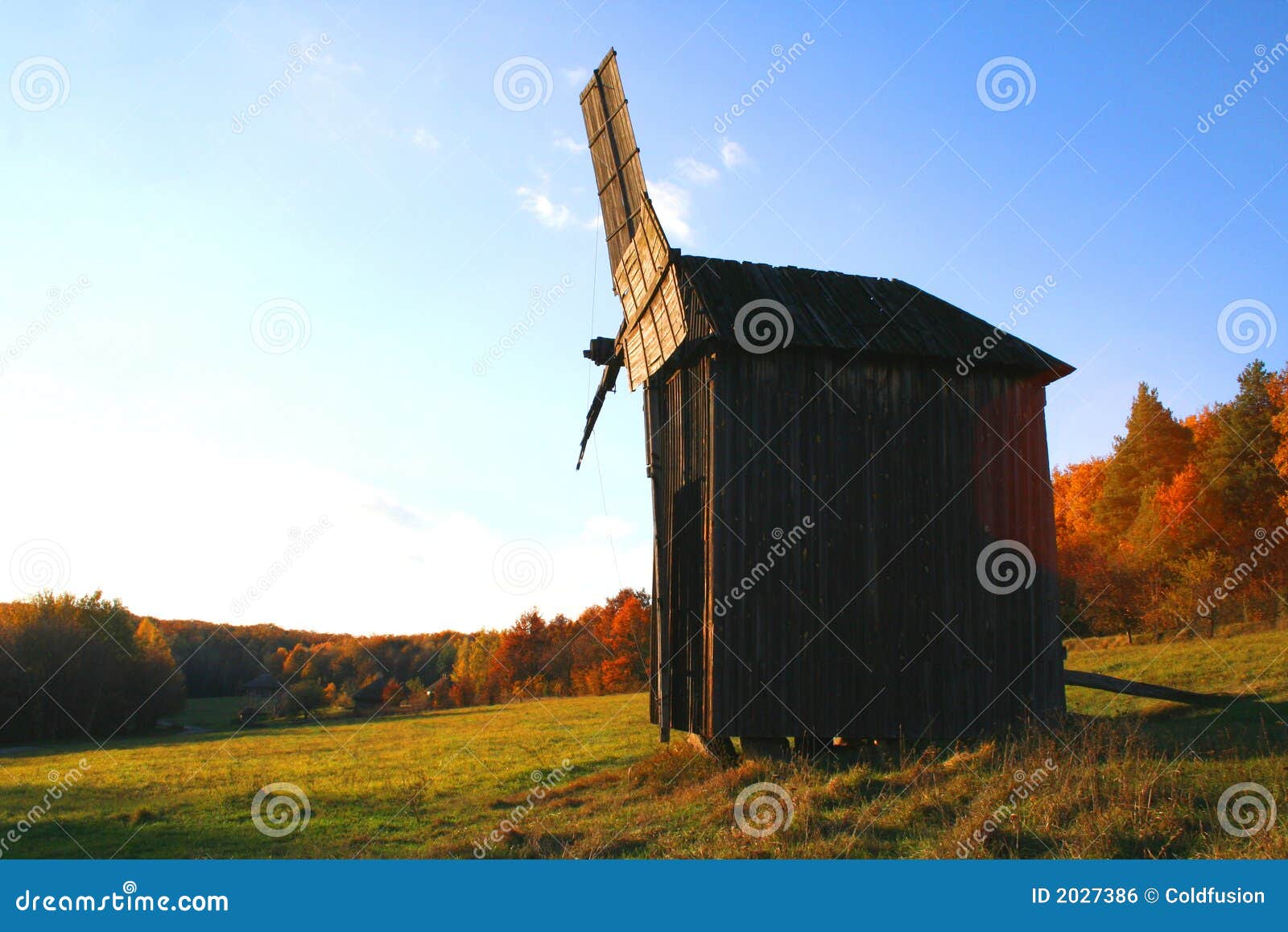 Windmill at Autumn Landscape Stock Photo - Image of windmill, yellow ...