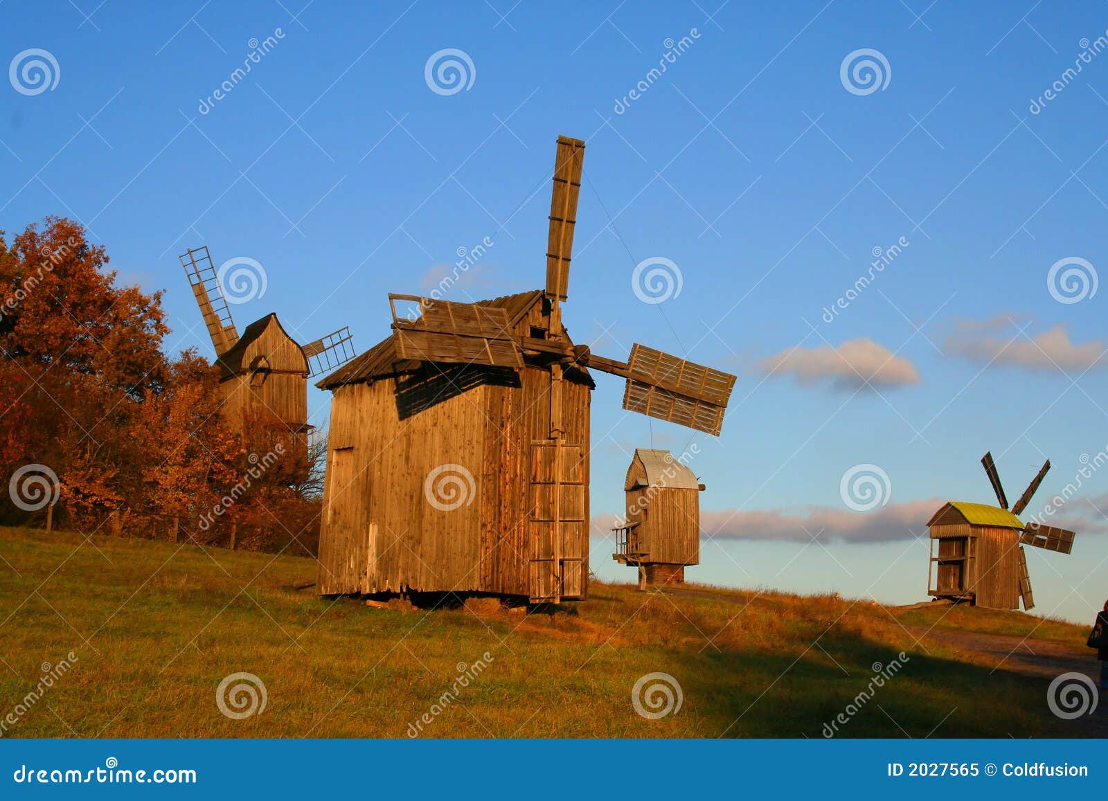 Windmill at Autumn Landscape Stock Image - Image of wind, leaves: 2027565
