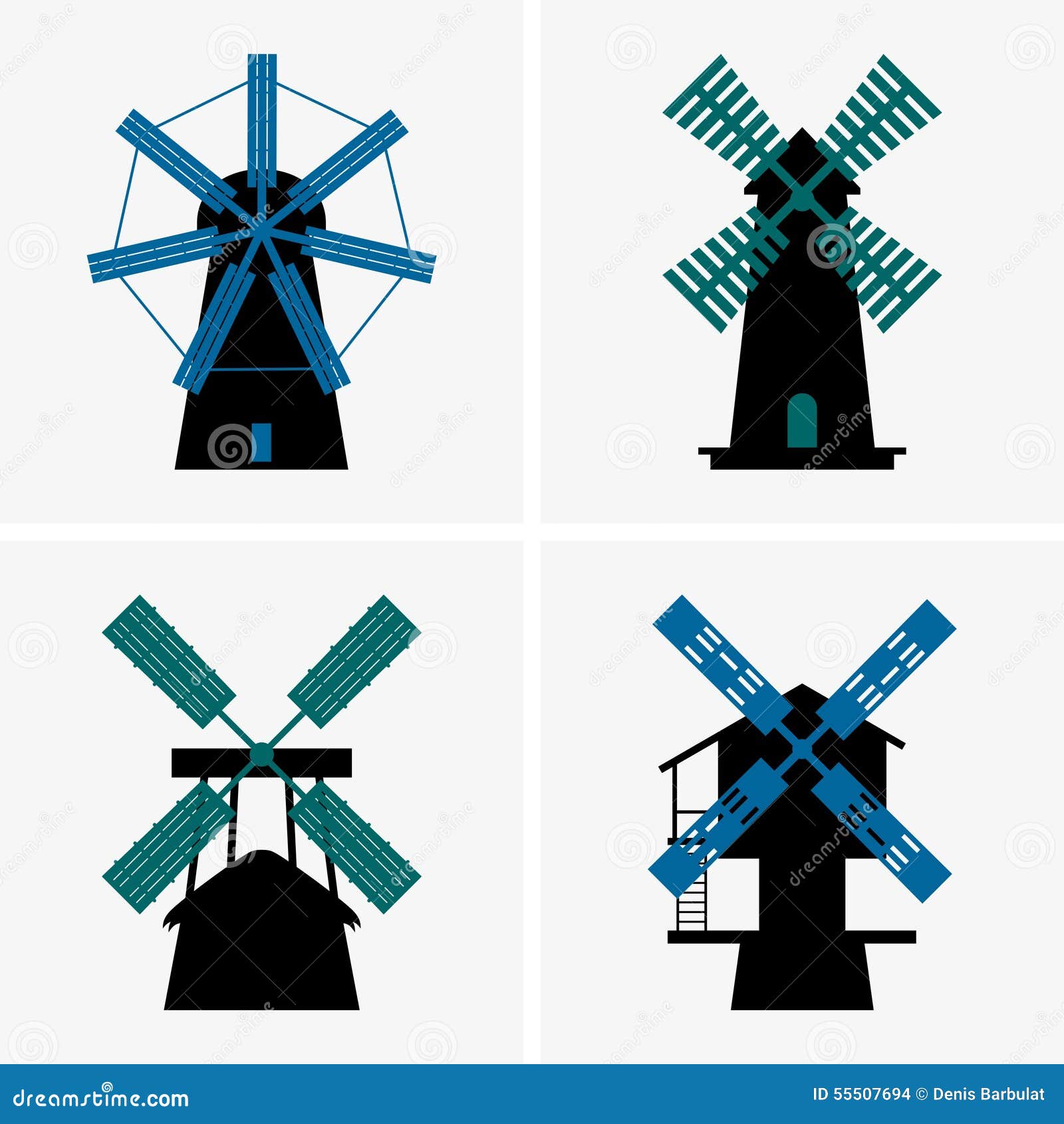 Windmill stock vector. Illustration of collection, icon - 55507694