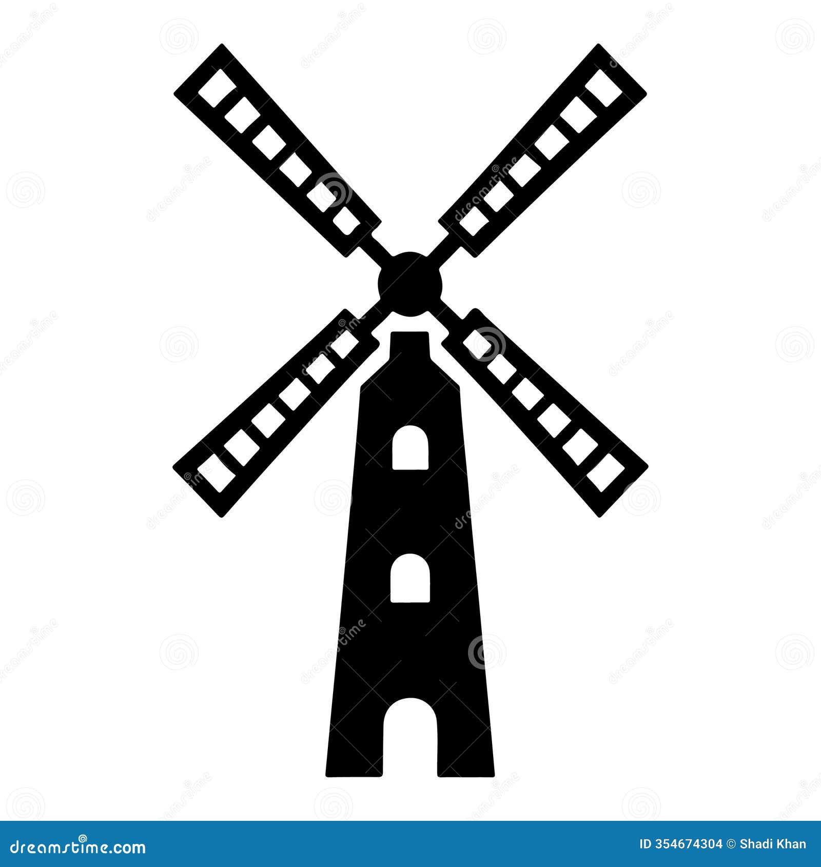 Windmill Black Icon Silhouette Vector Stock Illustration - Illustration ...