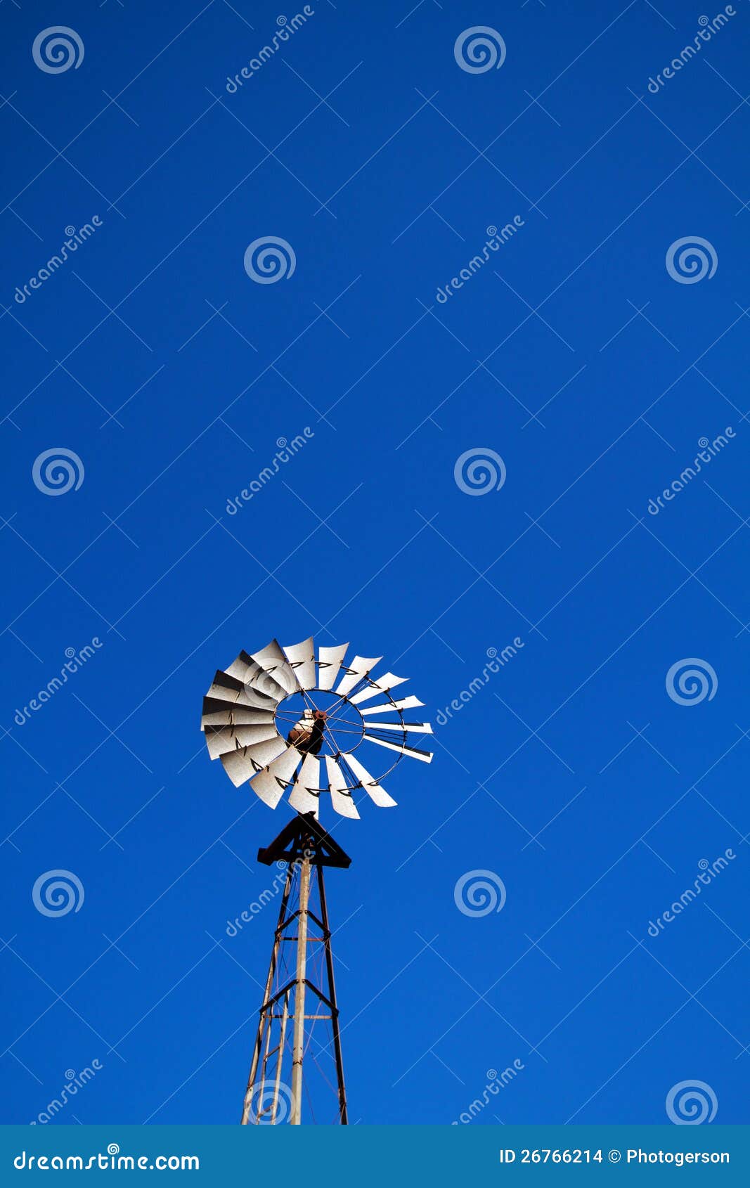 Windmill with Blue Sky Background Stock Photo - Image of farming, power ...