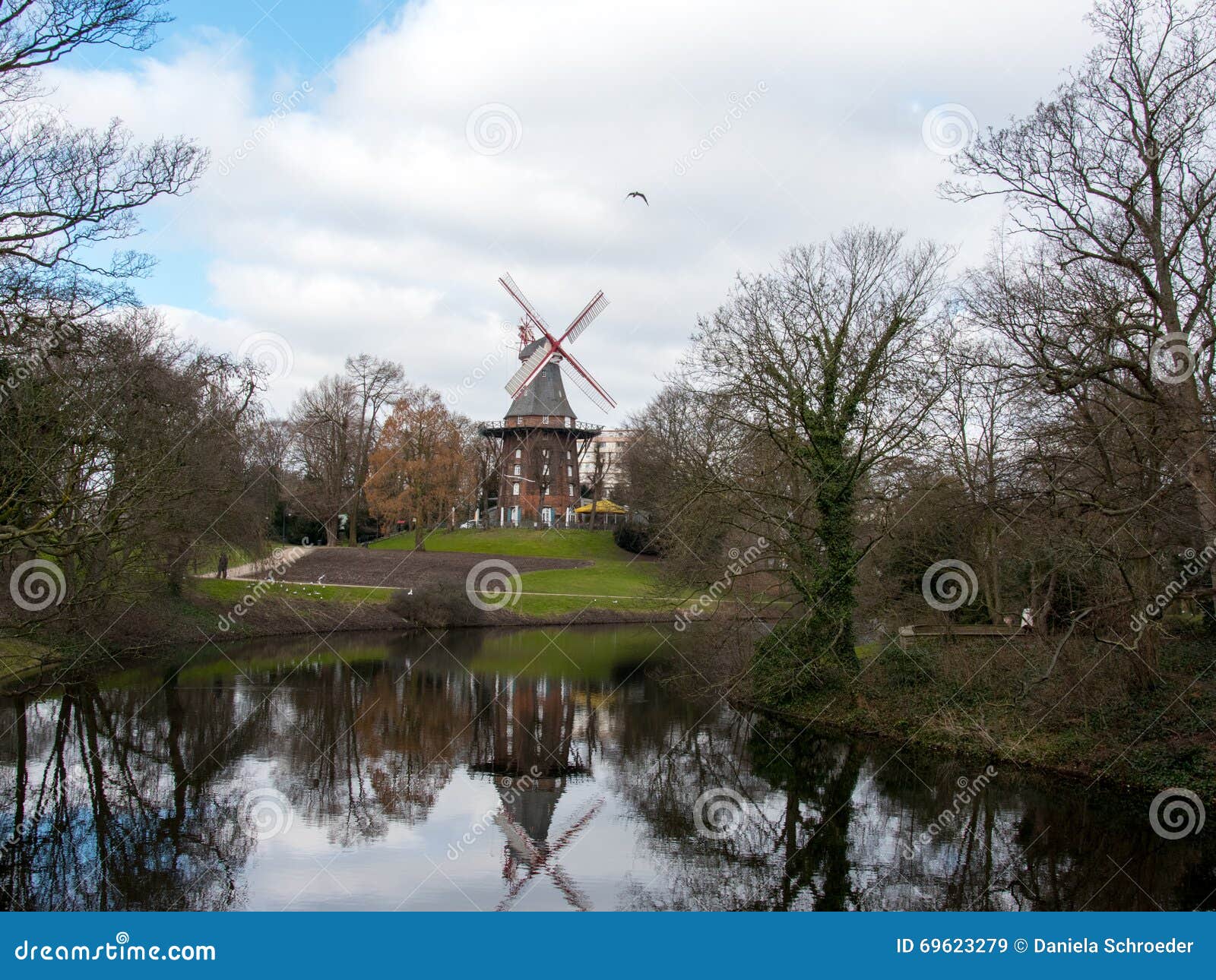 Windmill of Bremen stock image. Image of lake, traditional - 69623279