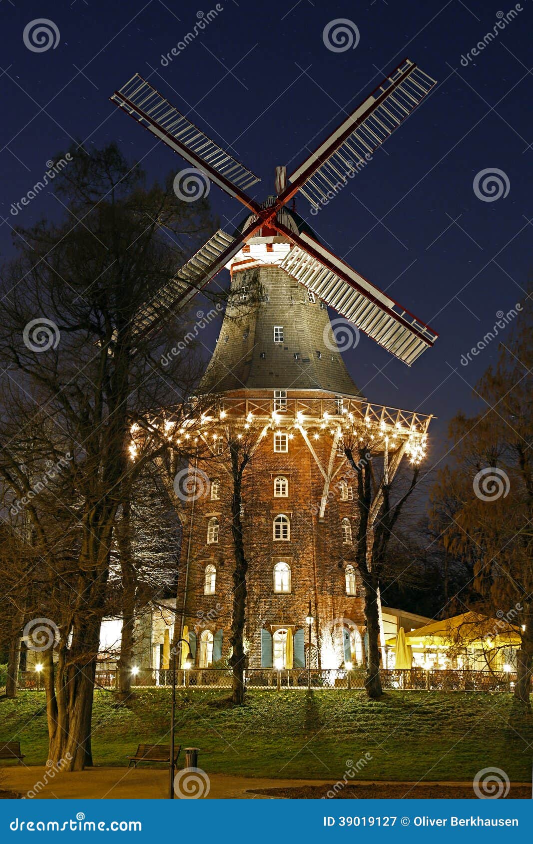 Windmill stock image. Image of house, mill, night, light - 39019127