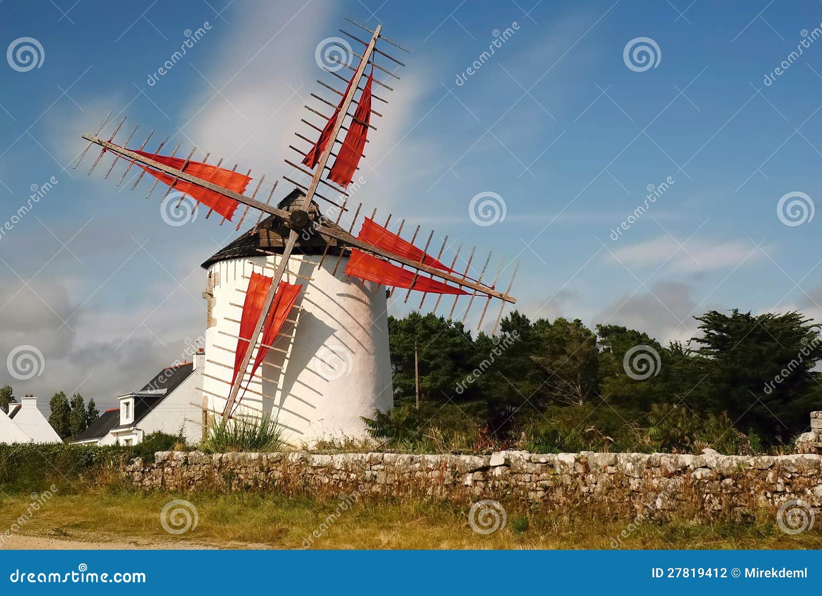 Windmill in Bretagne stock photo. Image of traditional - 27819412