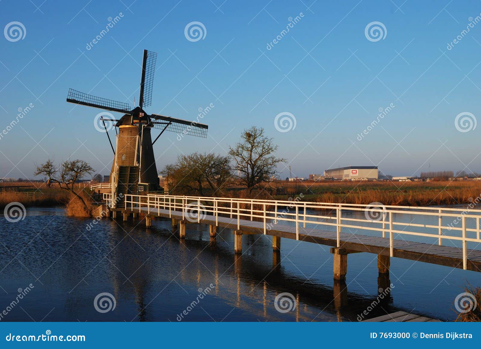 Windmill with bridge stock photo. Image of netherlands - 7693000