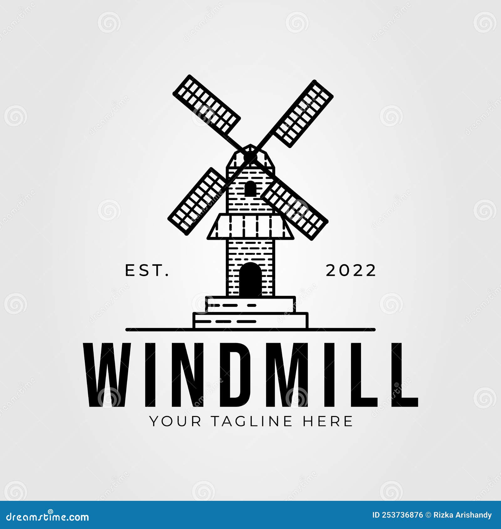 Windmill Building or Windmiller Landmark Logo Vector Illustration ...