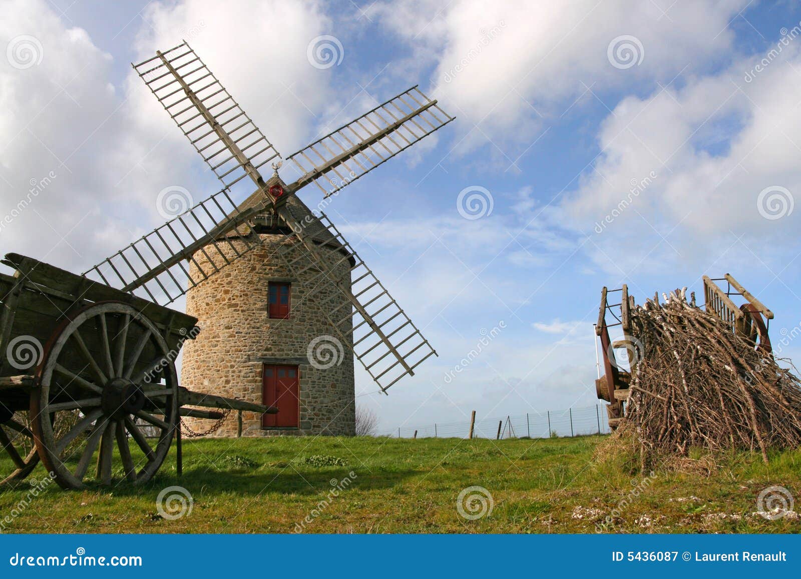 Windmill of Cherrueix stock image. Image of heritage, clouds - 5436087